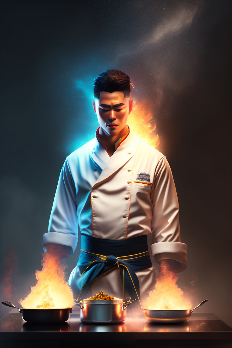 Lexica - Cheff with white clothes, cooking in teppanyaki table with ...