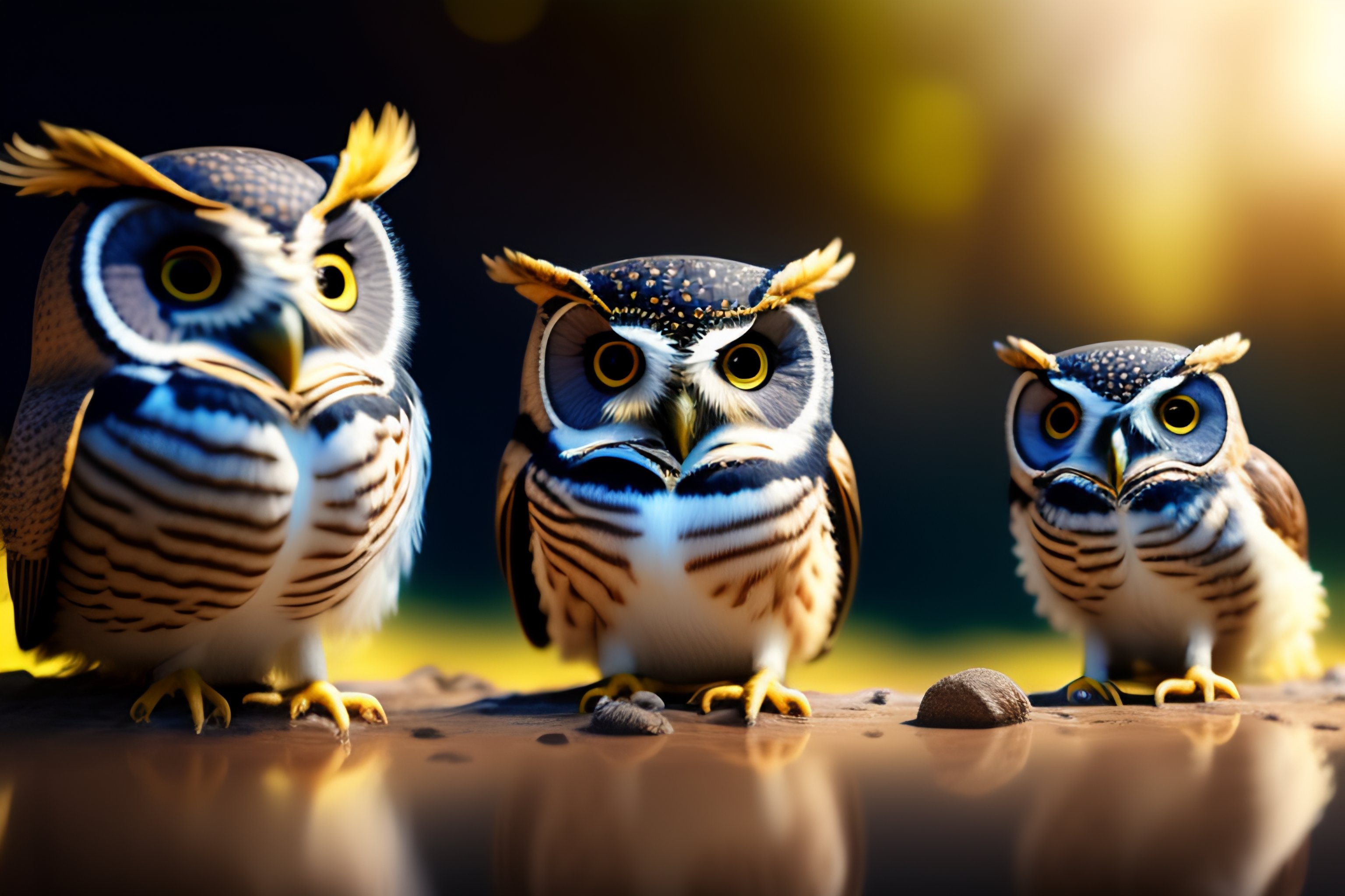 Lexica - Picture of coulerfull owls flighting together in the space ...