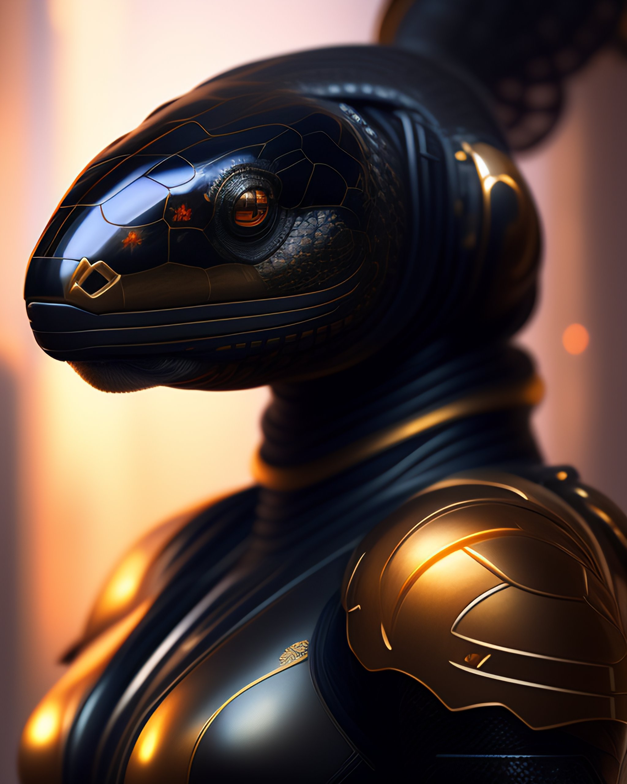 Lexica - Portrait of a cybernetic black snake a spiritual full body ...
