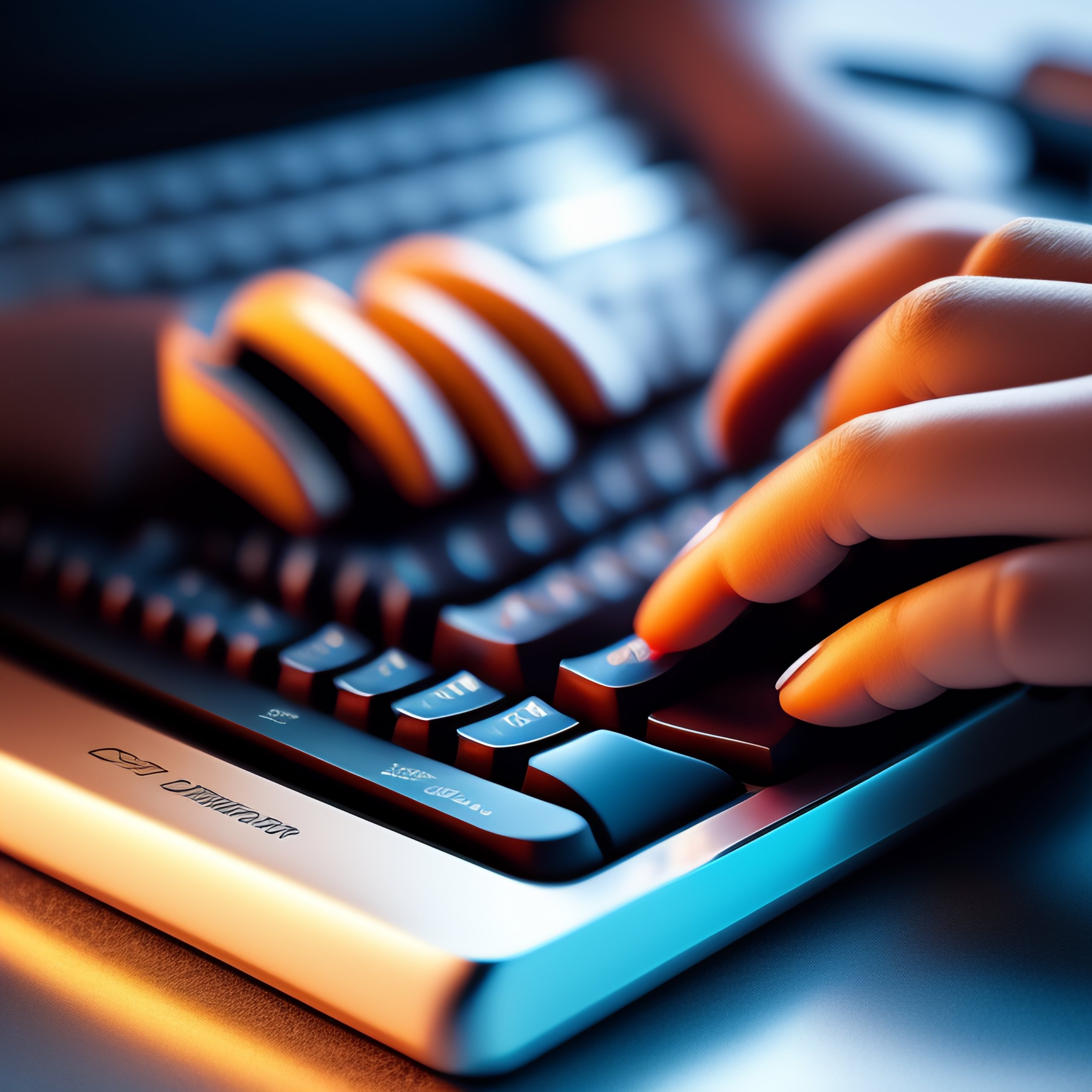 Lexica - Robotic hands typing on a computer keyboard