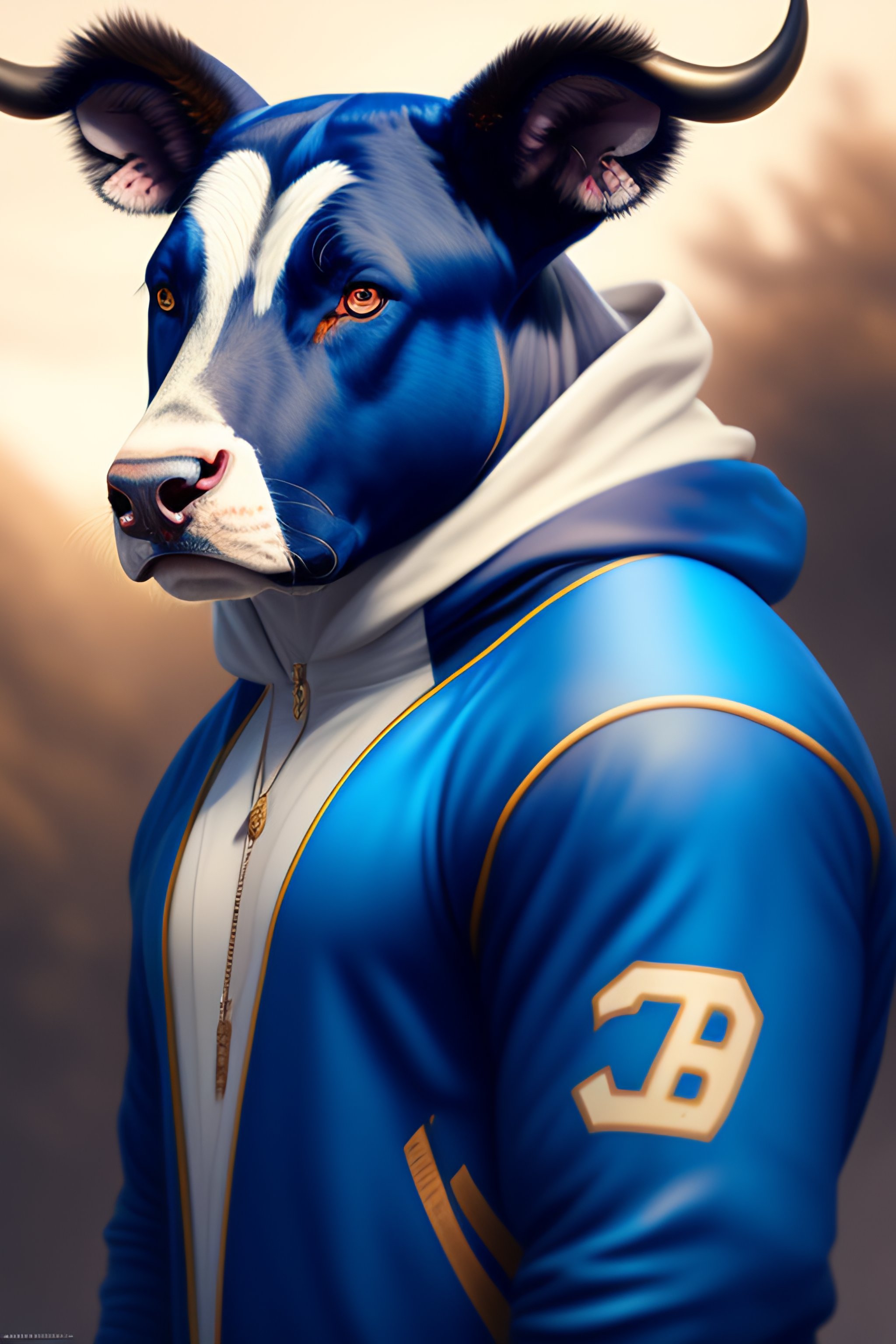Lexica - A award winnimg commission portrait of a fit anthro bull ...