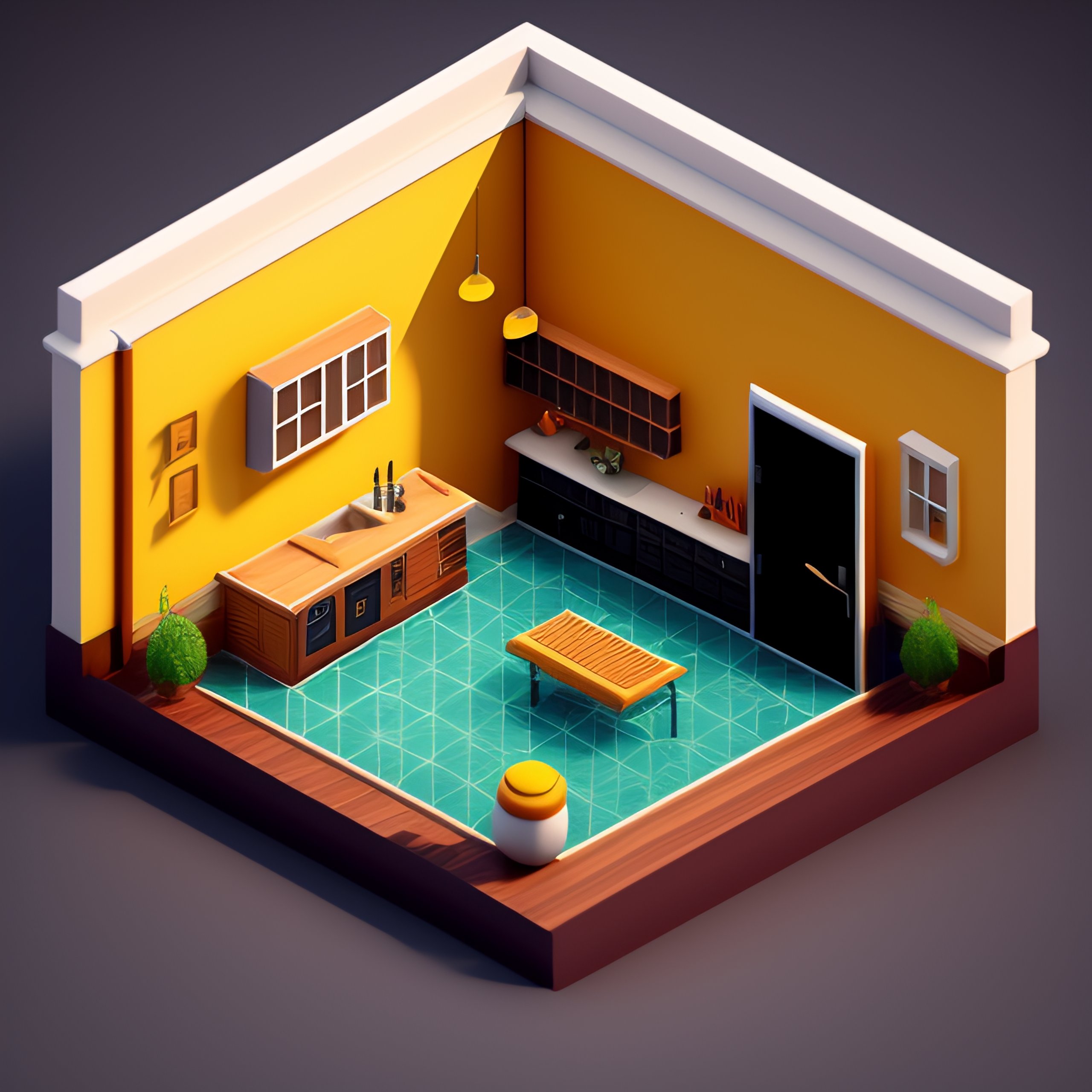 Lexica - Isometric render of a room under construction