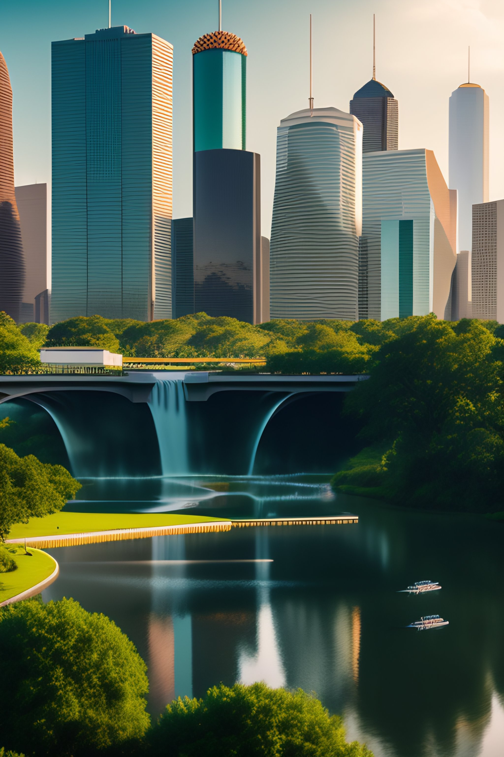 Lexica - Panorama of houston texas in the future, sci - fi buildings ...