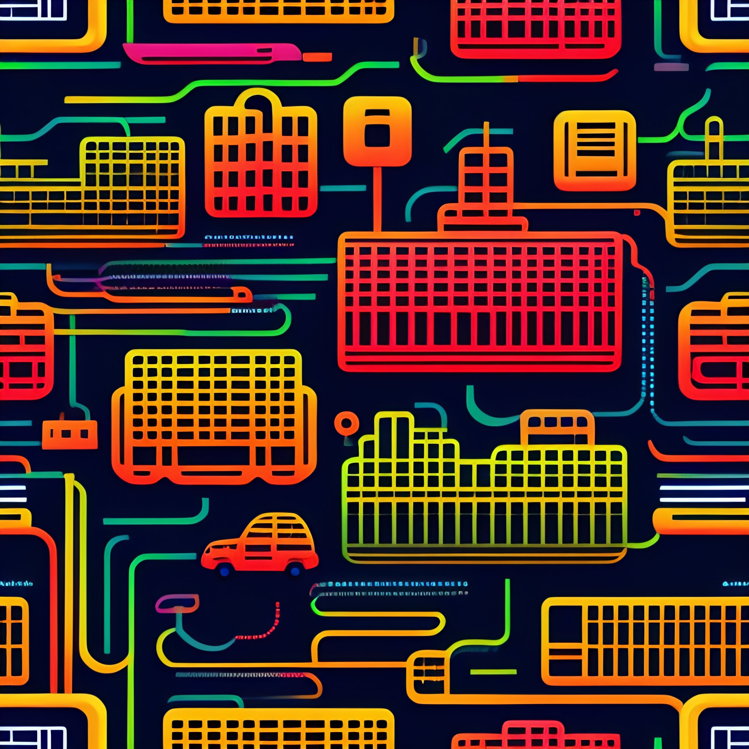 Lexica - IT industry seamless wallpaper pattern. monotone, vibrant neon ...