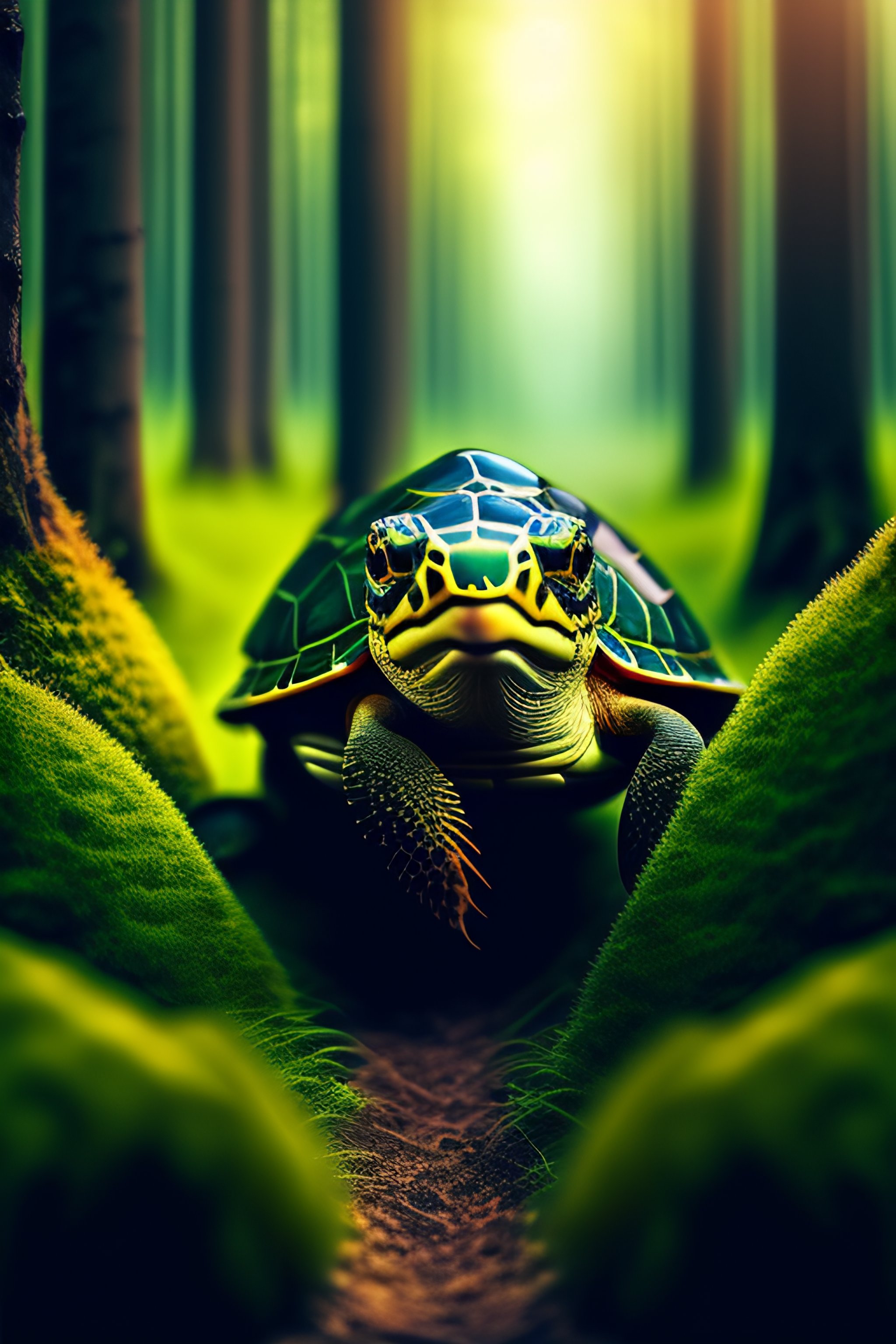 Lexica - Forest, magical, giant grass, turtle walking in two legs