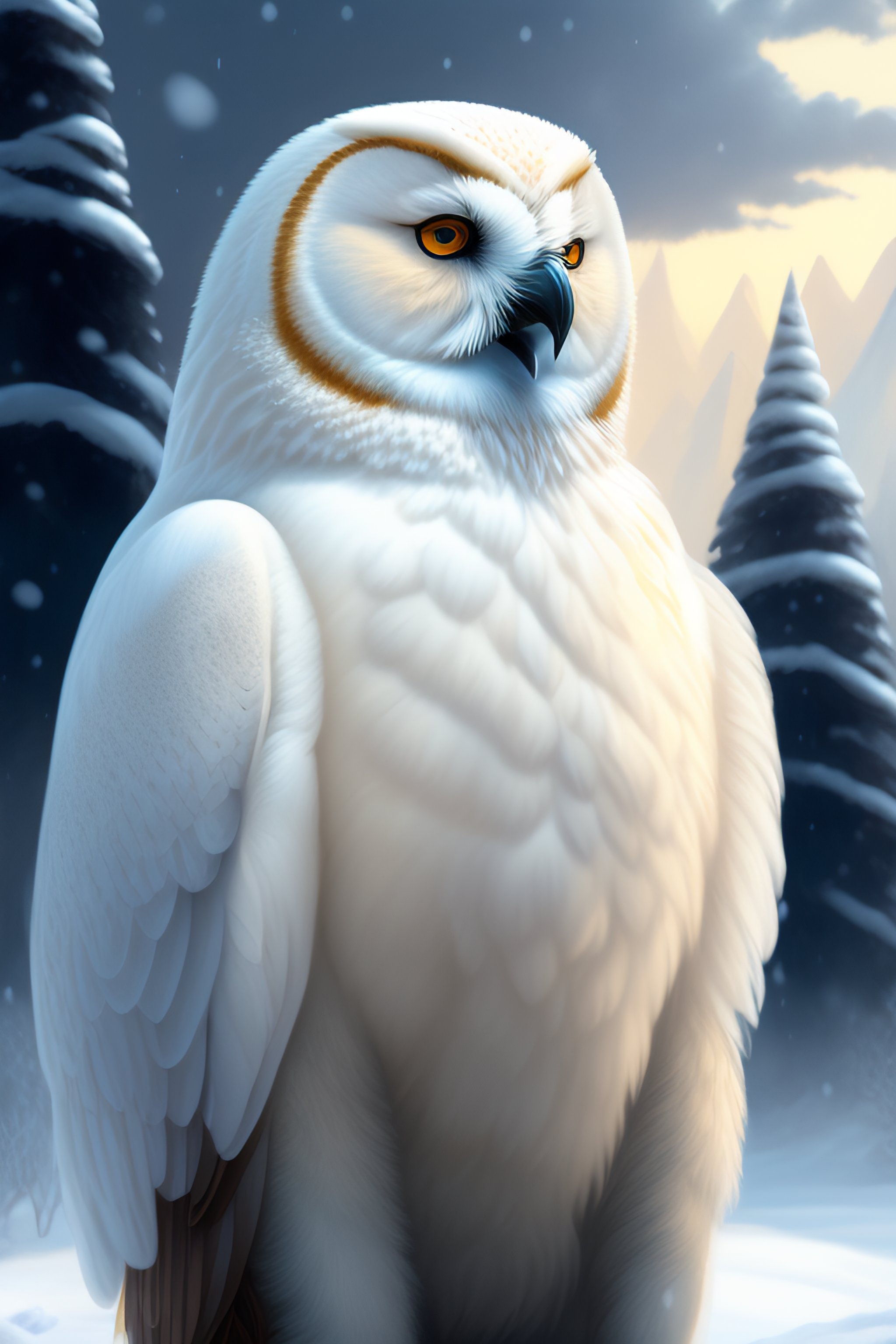 Lexica - A fullbody snow owl man monster, big, monster, clawy hands ...