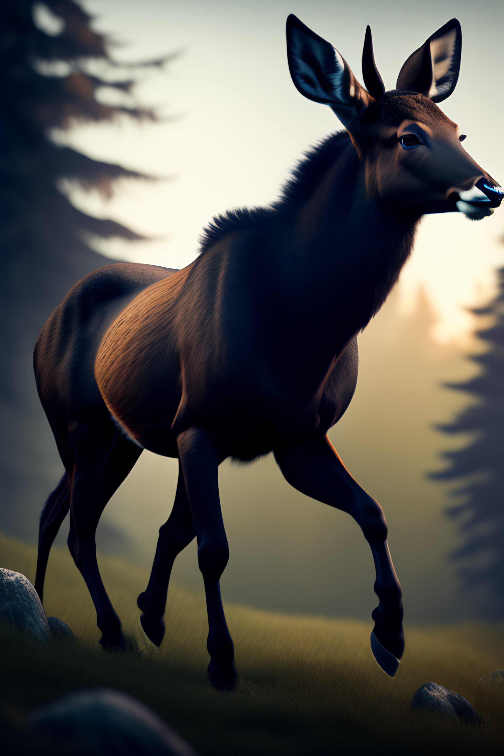 Lexica - A large, deer-like creature with shimmering, completely black ...