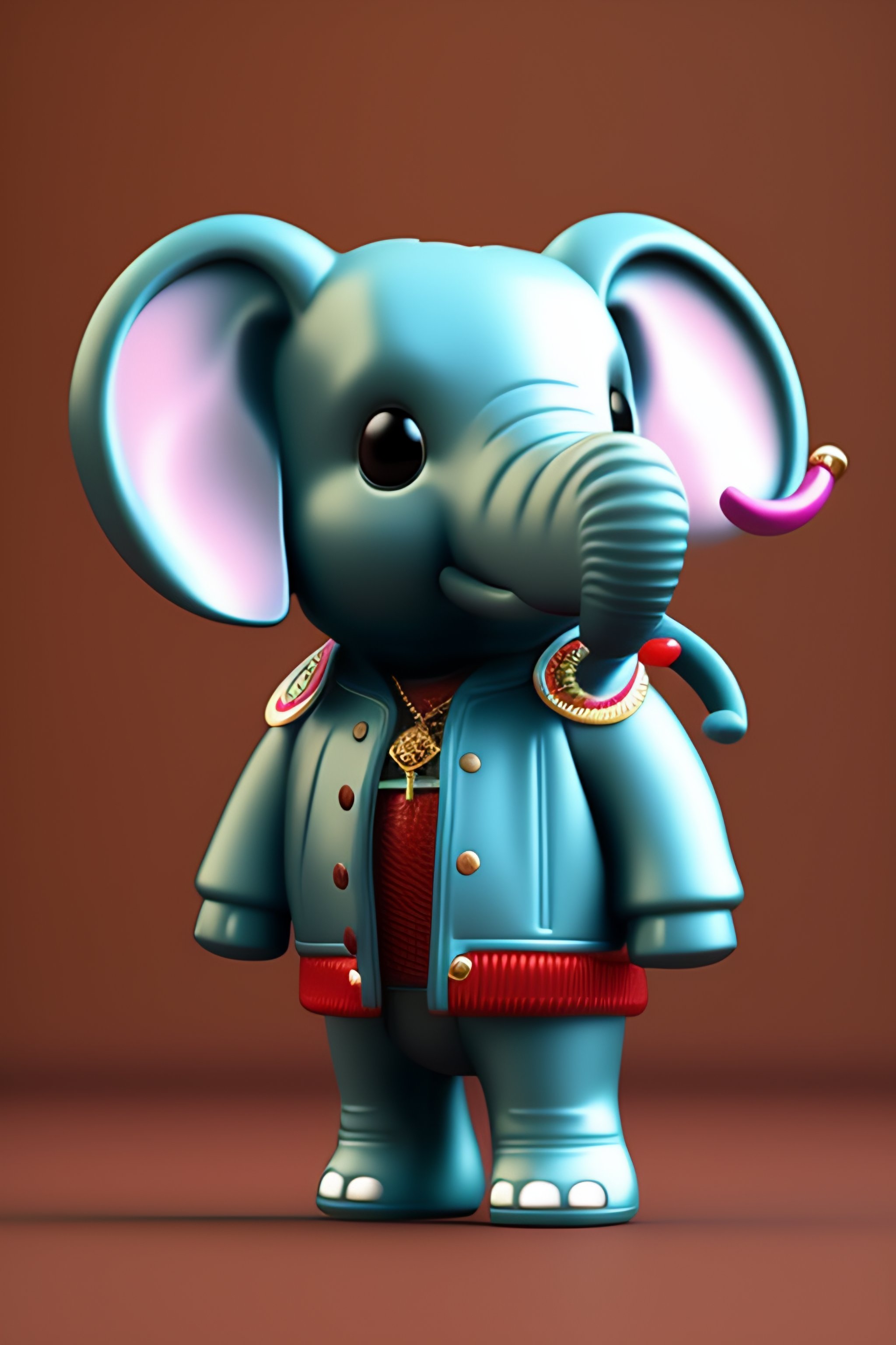 Lexica - Elephant in a jacket, 3d render of funko pop