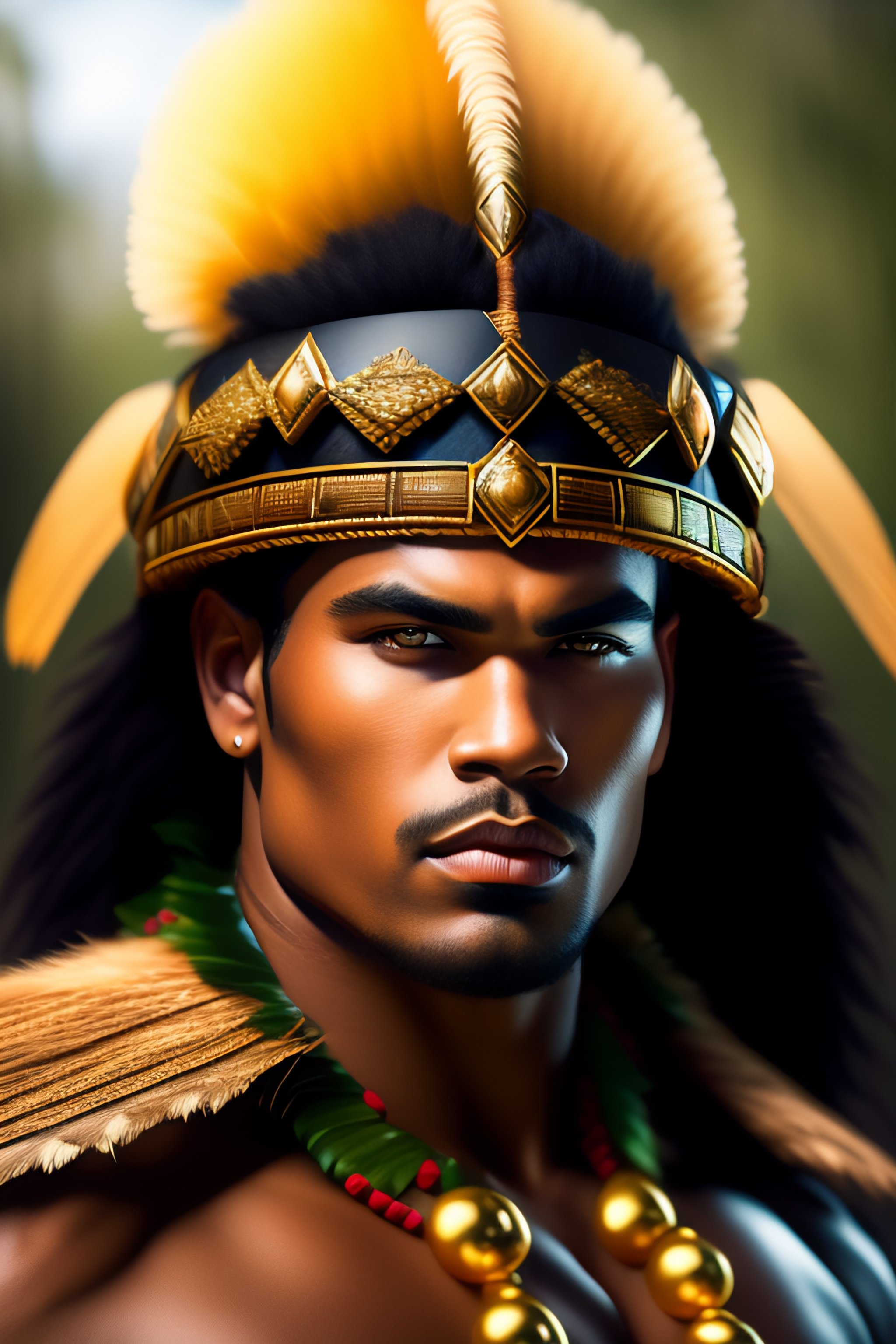 Lexica - Beautiful portrait depicted a polynesian ethnic group warlord ...