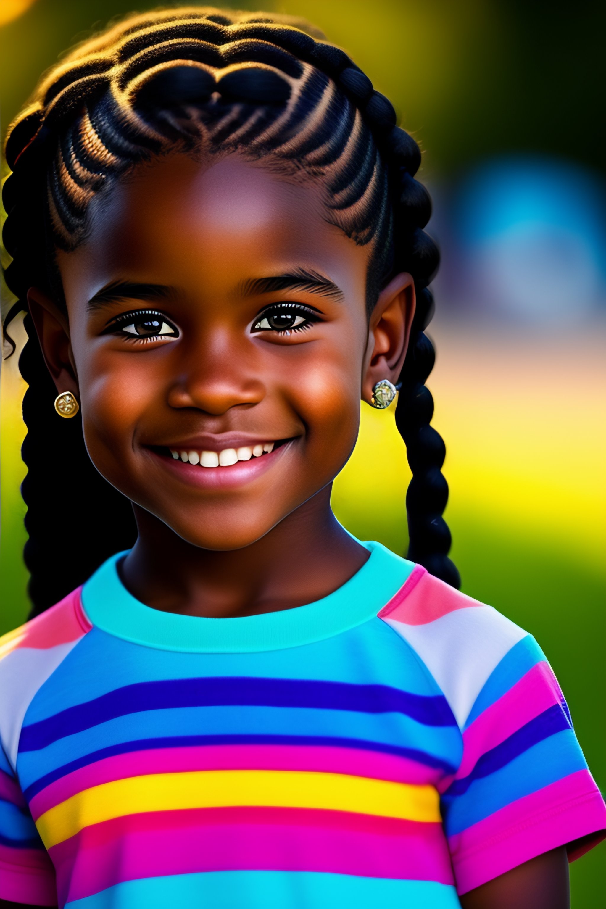 Lexica - Young ,dark skin, child, tiny braids, (((blue eyes ...