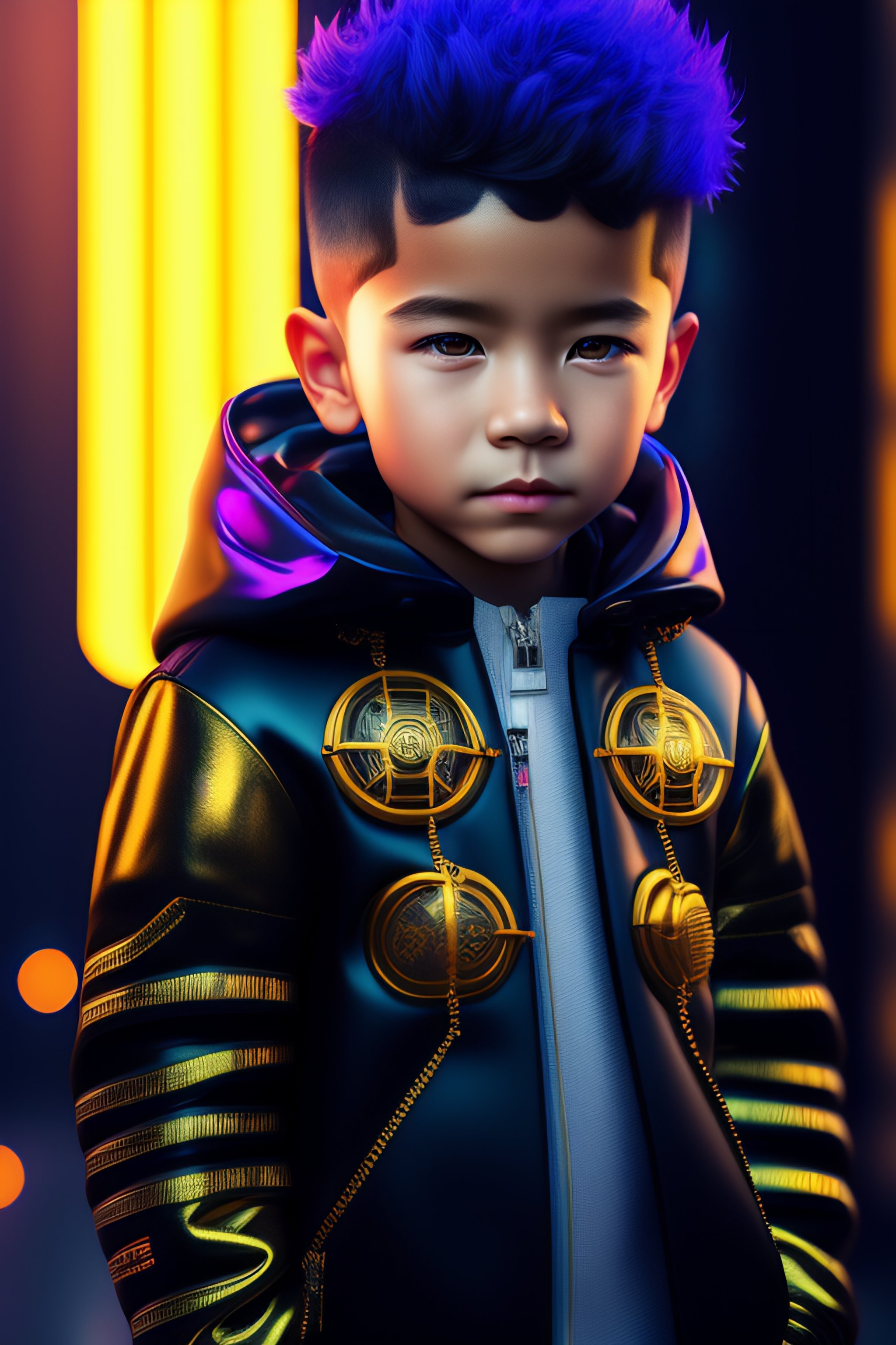 Lexica - Futuristic cyberpunk child boy in the style of ::love death ...
