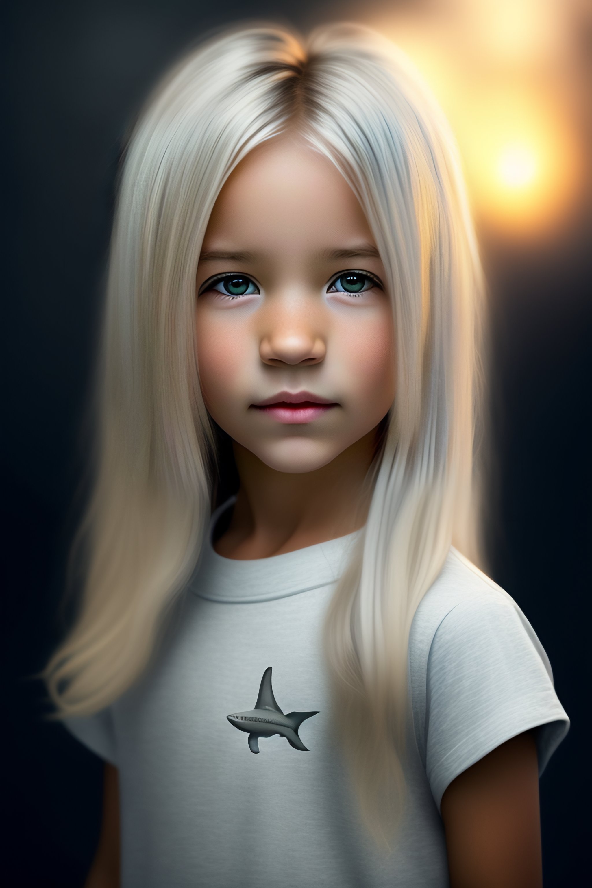 Lexica - Grey alien with black eyes, blonde mop hair, shark teeth