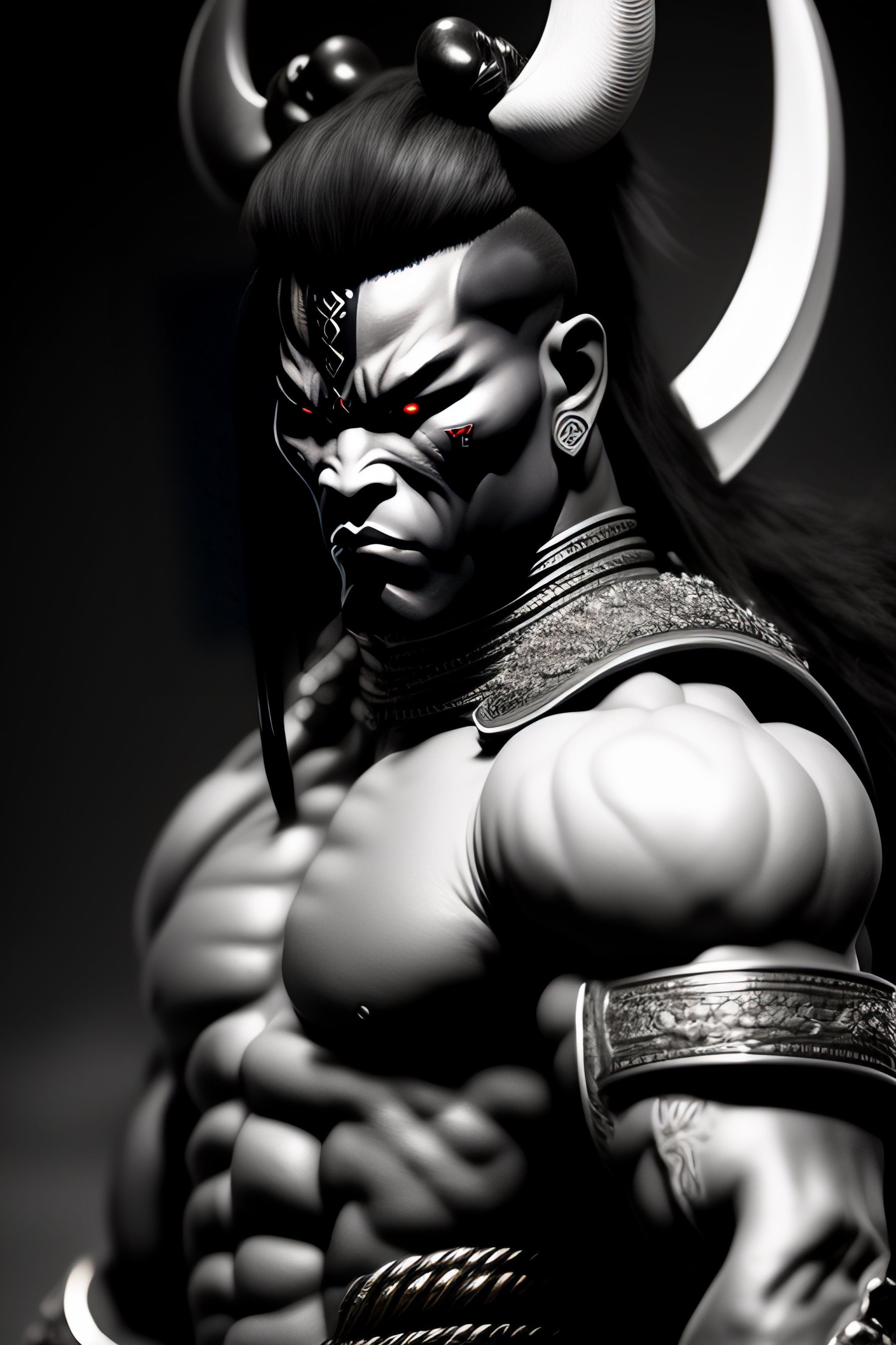 Lexica - Demon oni samurai black and white