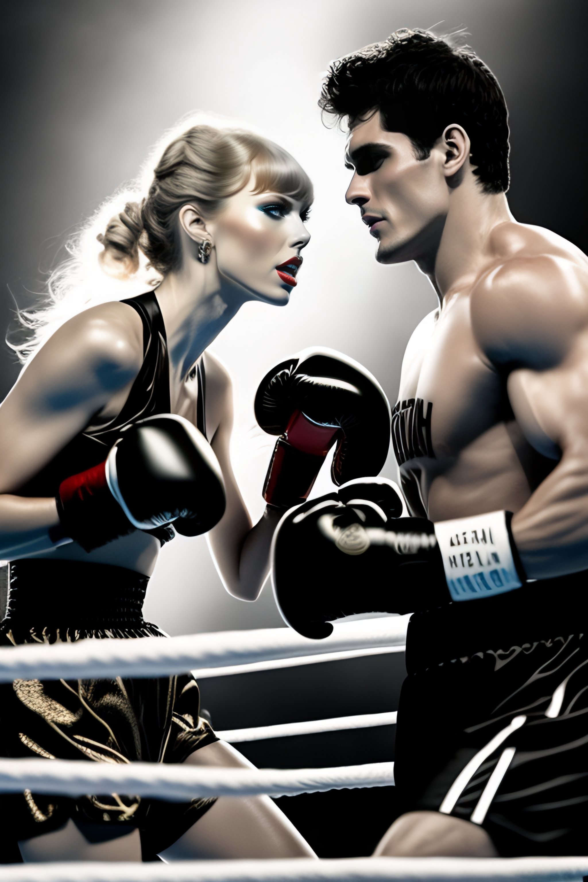 Lexica - Taylor Swift in a boxing match with John Mayer