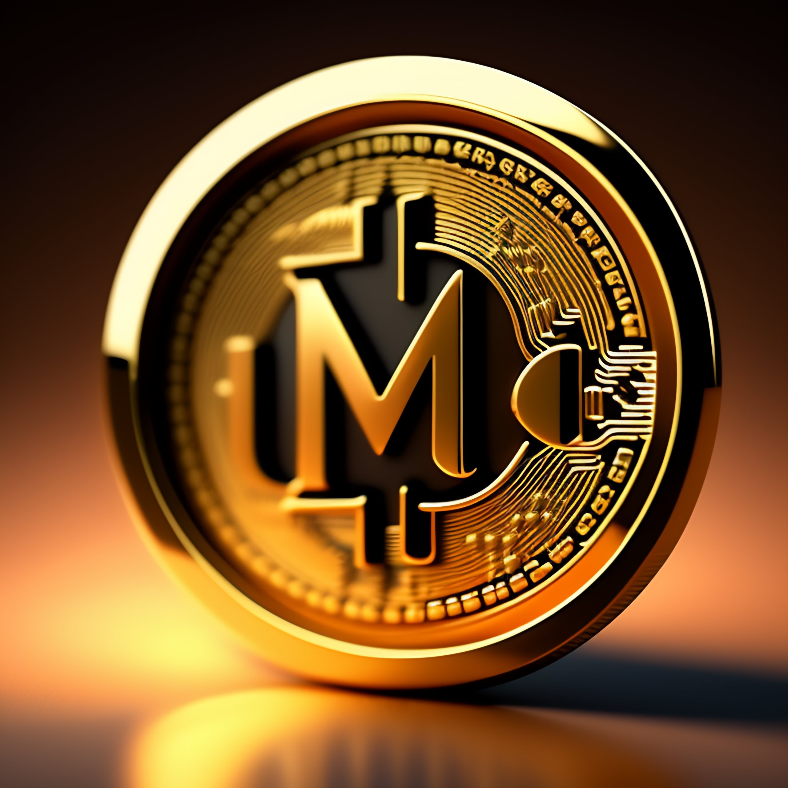 Lexica - Cryptocurrency, round logo, matrix, math, capital letter M, monero