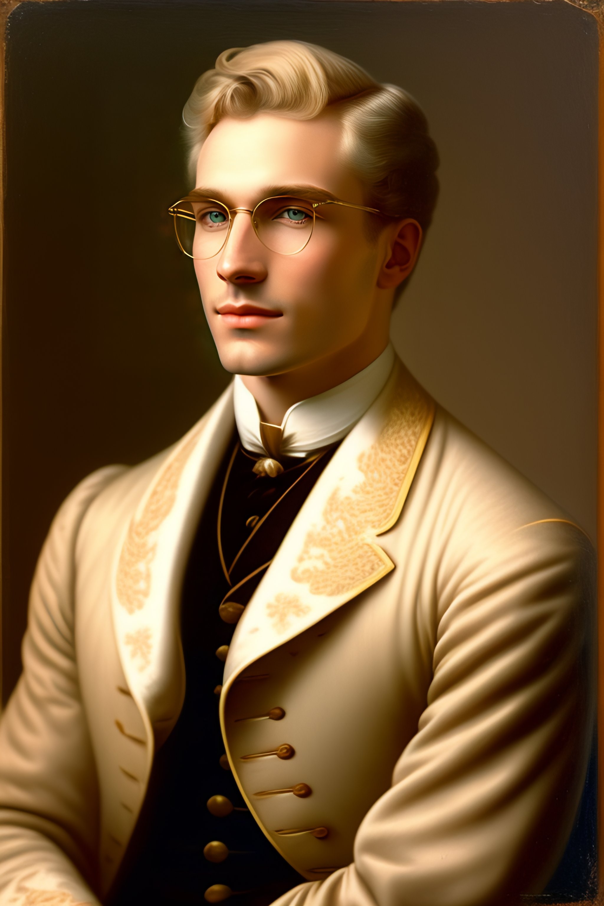 Lexica - Handsome blond man, round glasses, 19th century,