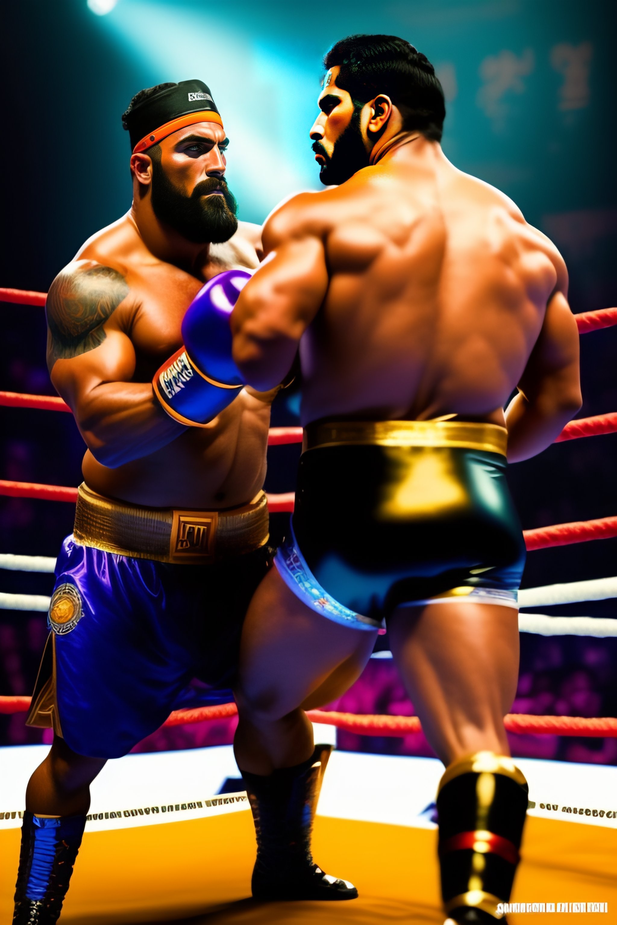 Lexica - Dos hombres luchando en un ring de lucha libre con un fondo ...