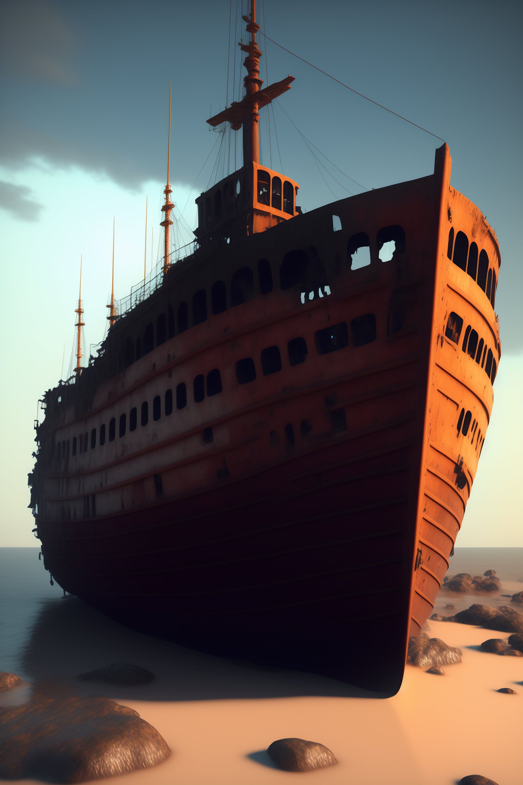 Lexica - Wreck of an abandoned ship in a ruined port, High Definition ...
