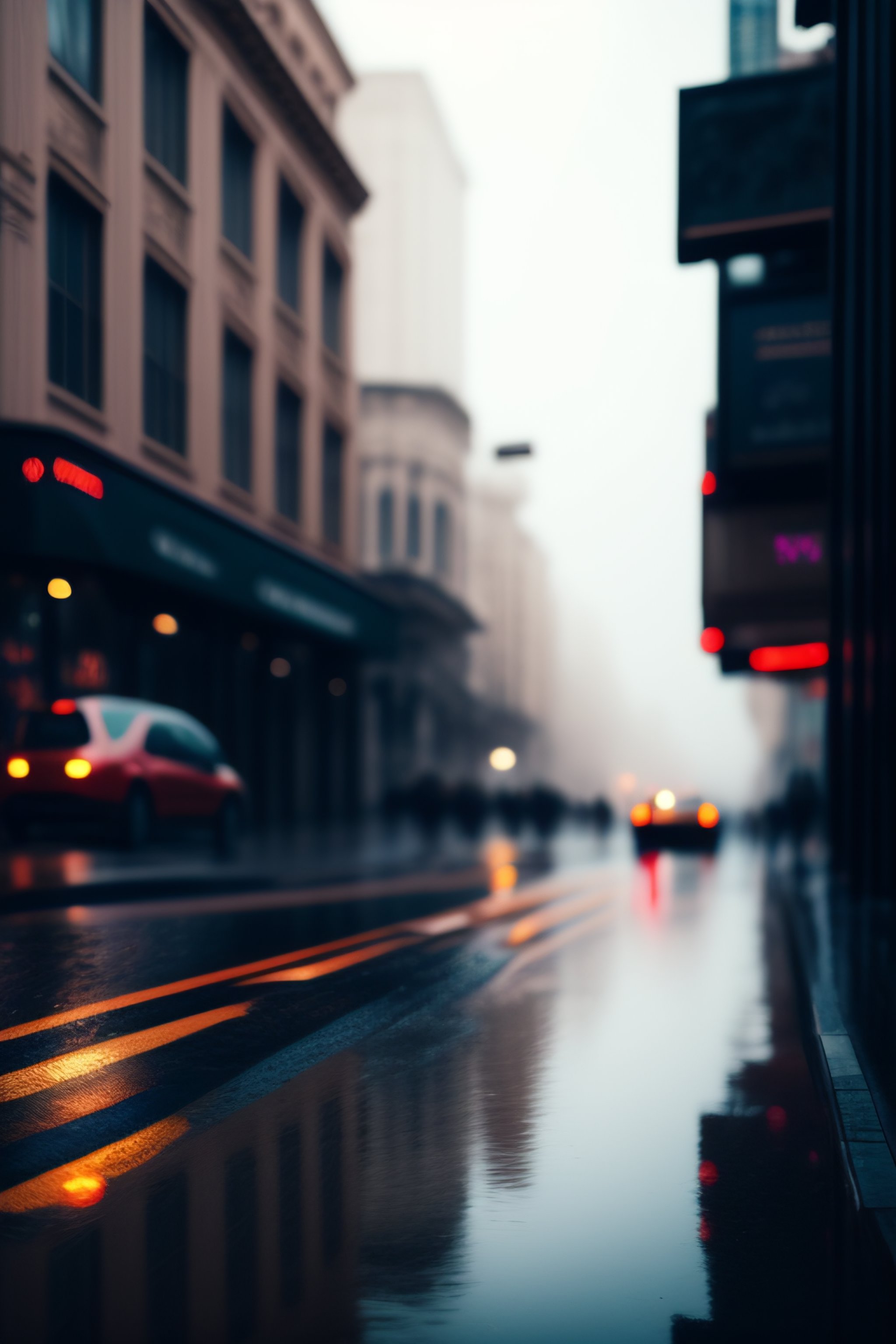 Lexica - Empty rainy blurry street cyperpunk