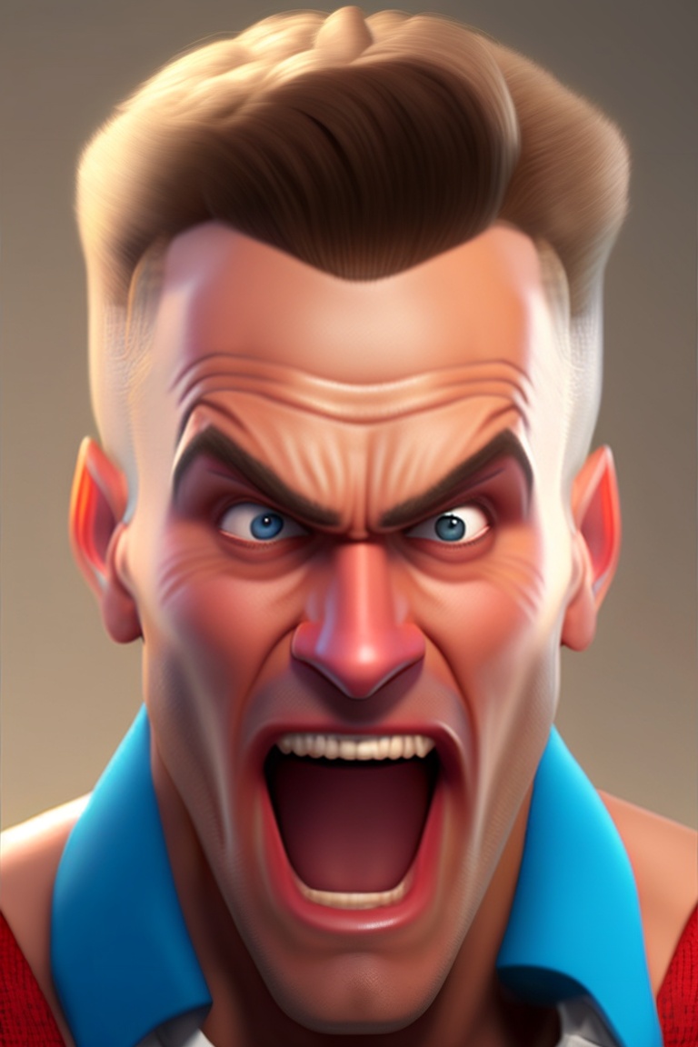 Lexica - An exaggerated and intense expression of anger on his face ...