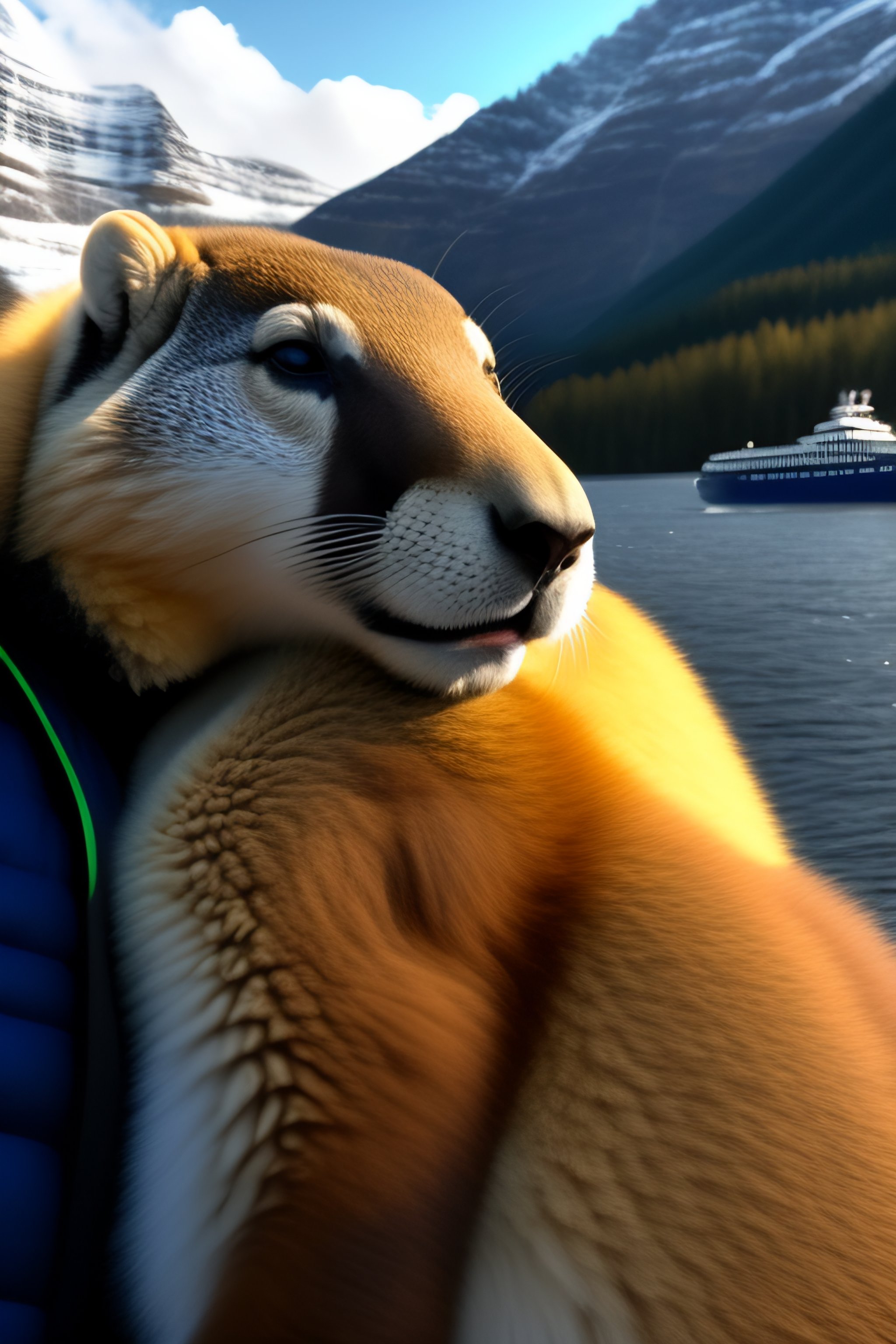 Lexica - Marmot couple at the bow of a ferry boat embracing each other ...