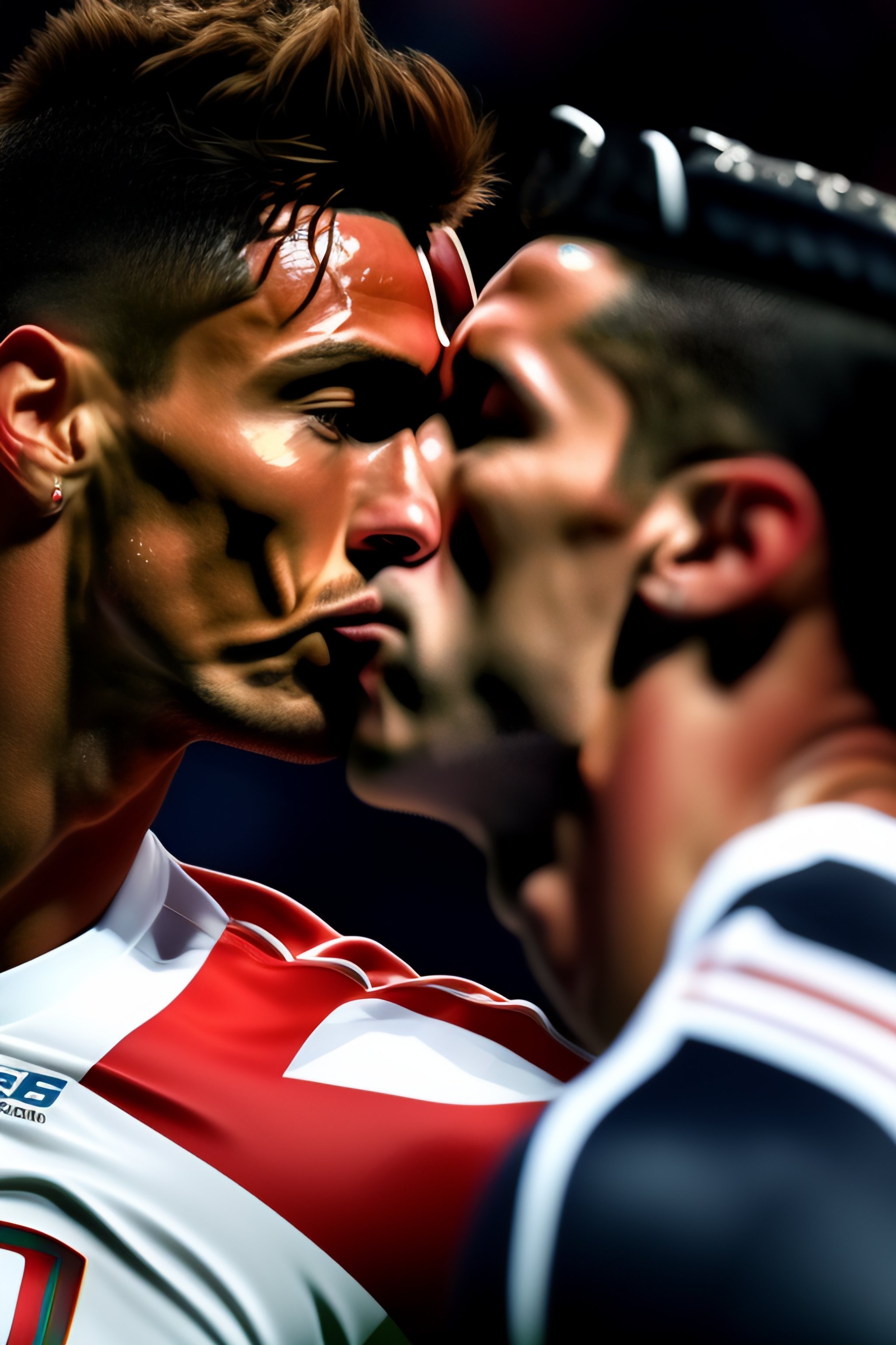 Lexica - Messi kissing cristiano ronaldo