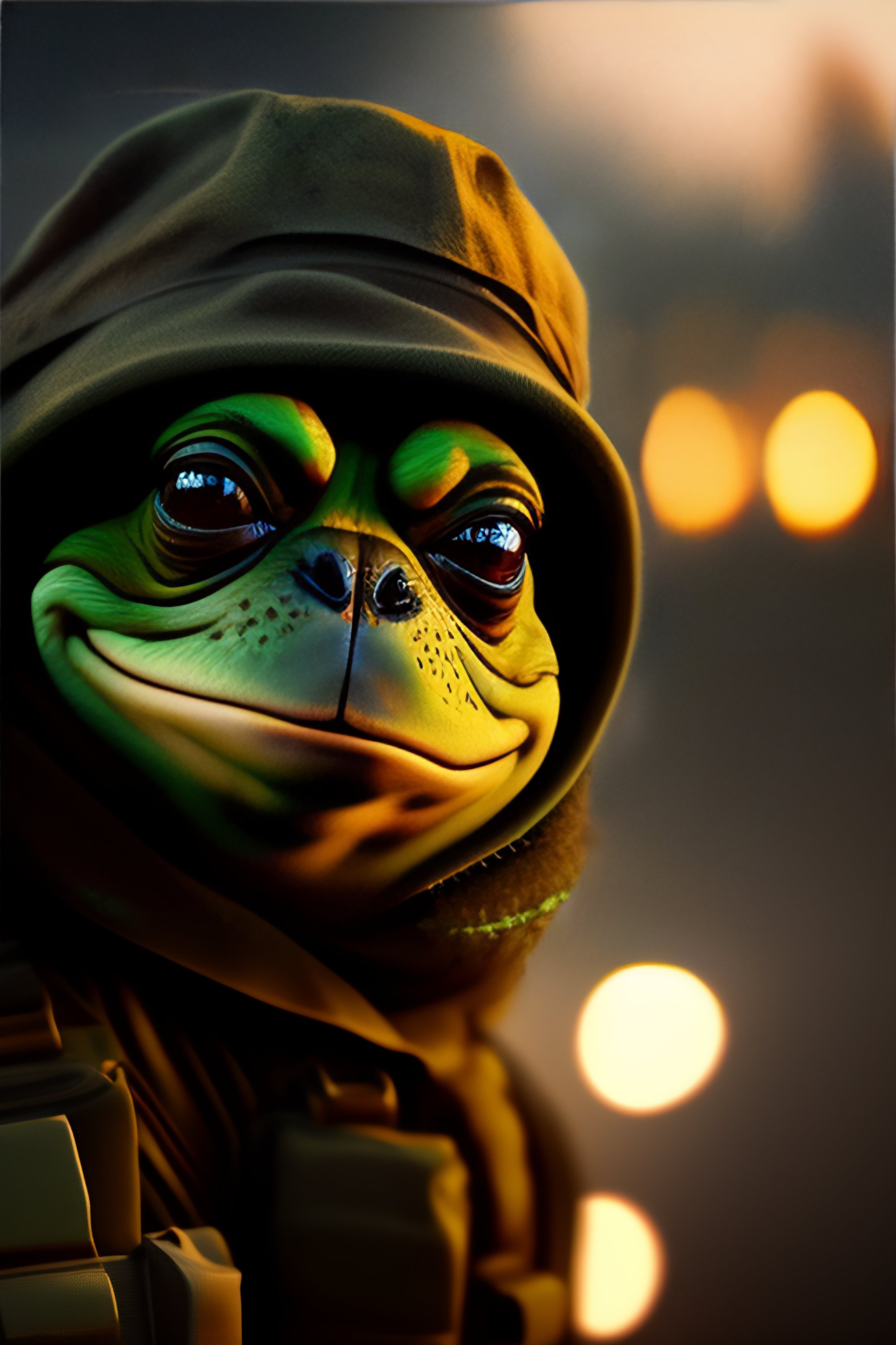 Lexica - An exhausted pepe the frog at the frontlines in the army at ...