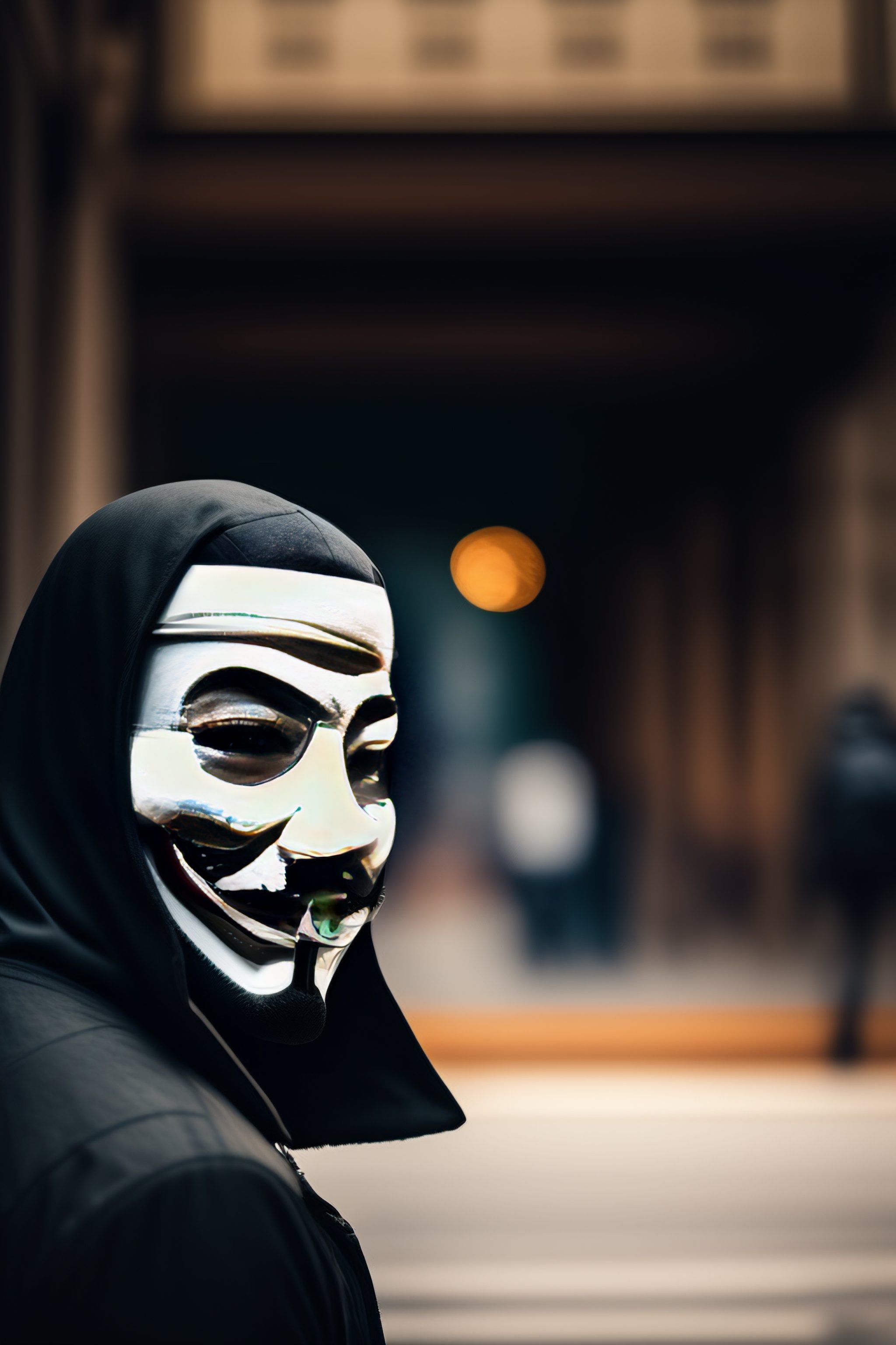 Lexica - Creepy man with anonymous mask