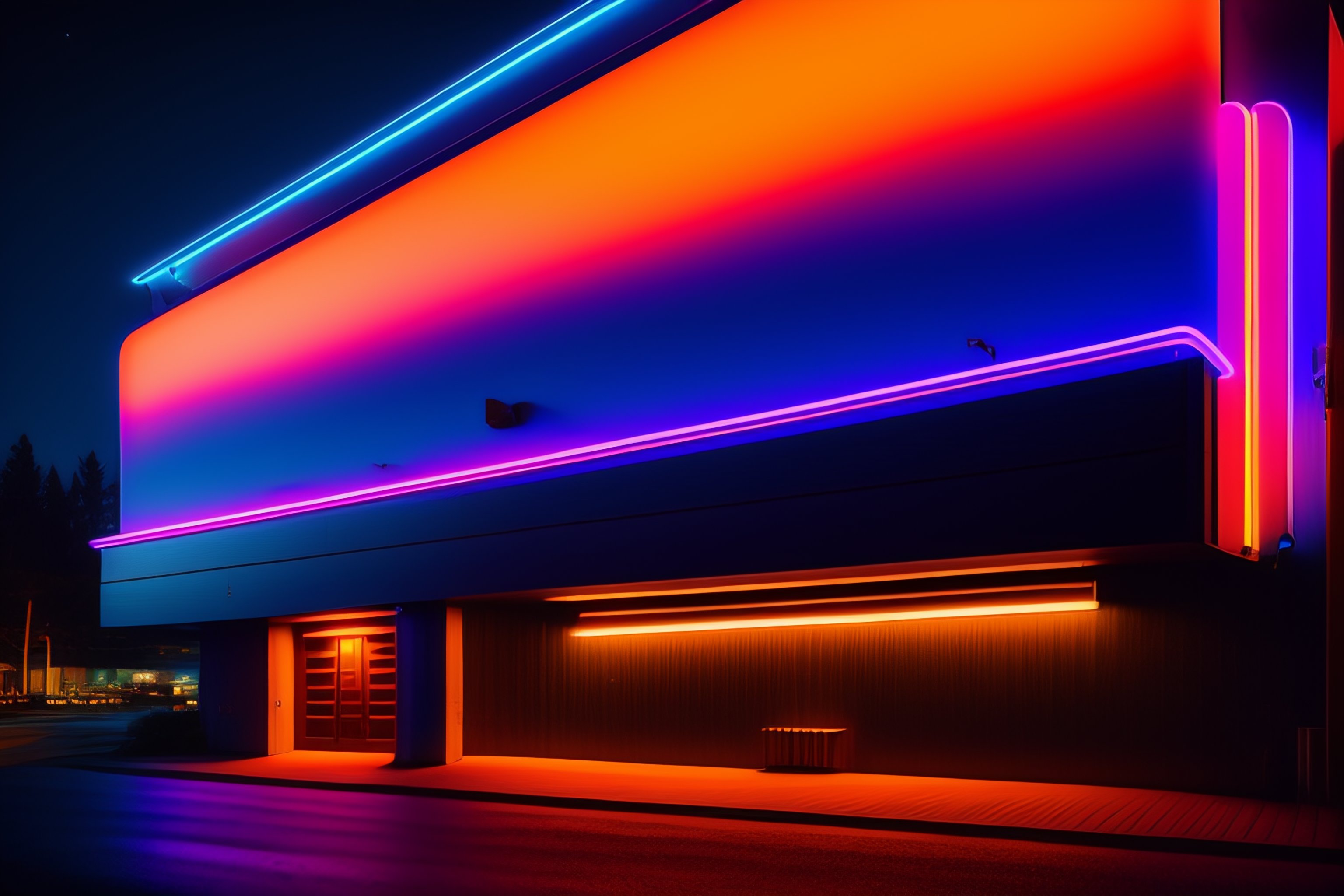 Lexica - Neon sign lights up at night