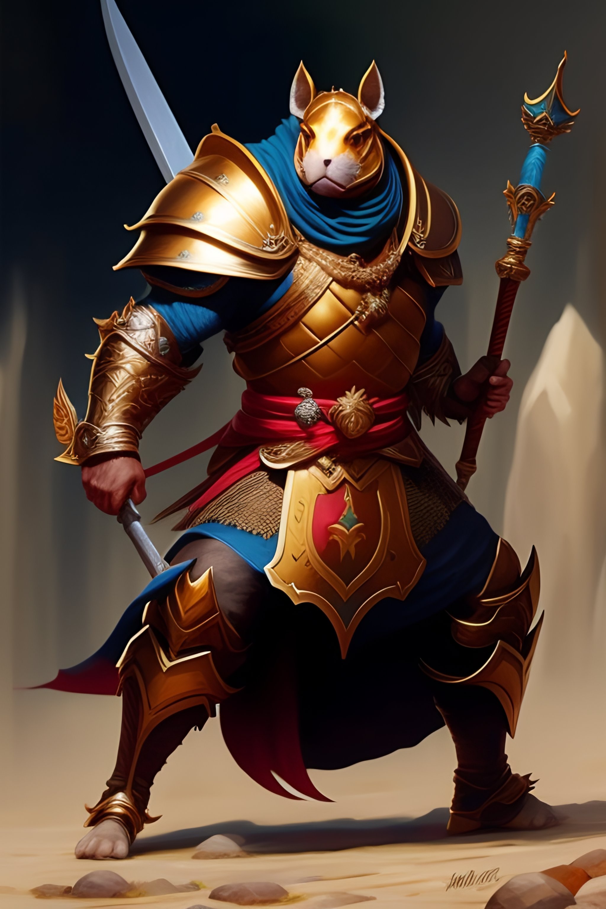 Lexica - Anthropomorphic turtle hero paladin fighting with war mace ...