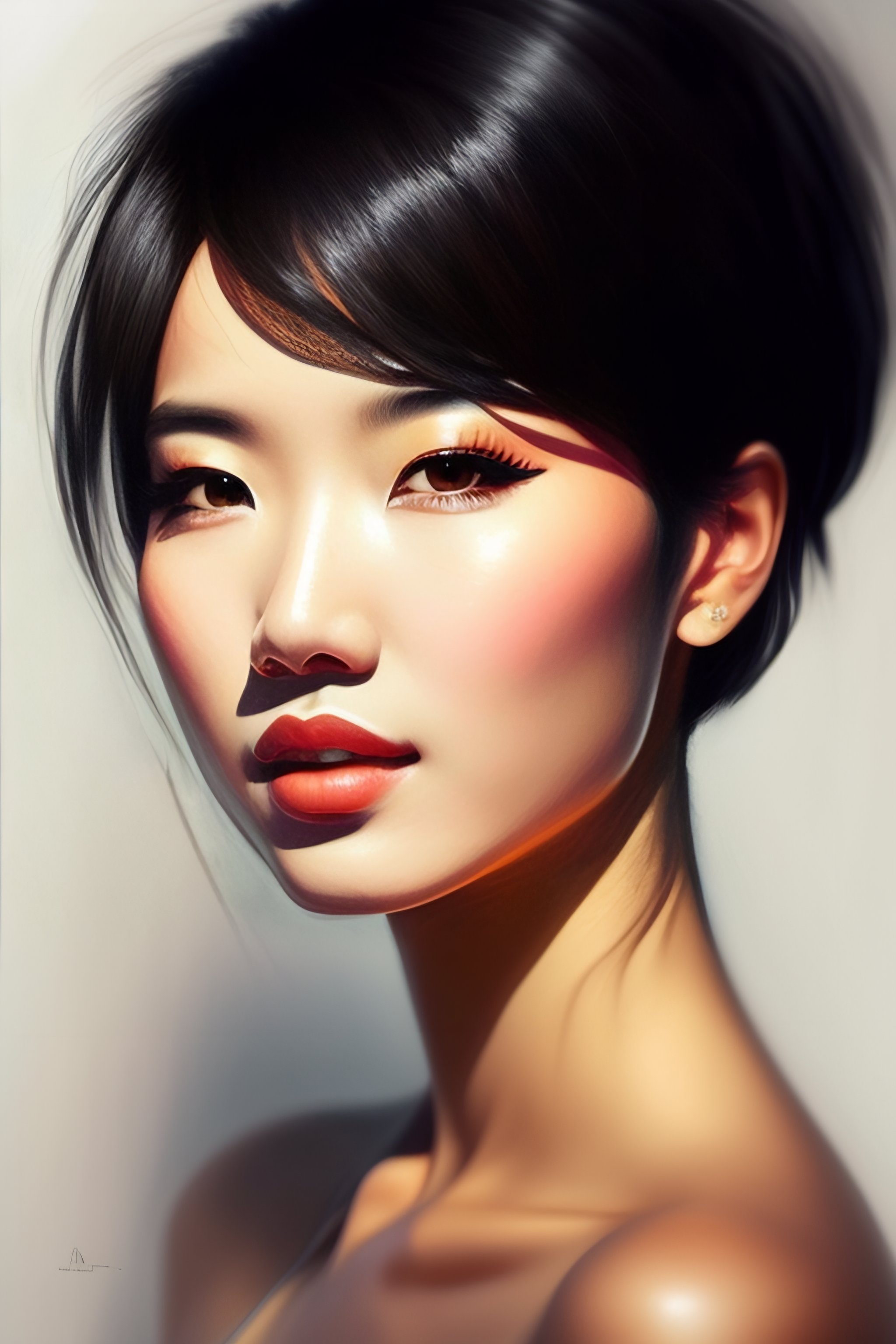 Lexica - Portrait draw beautiful girl short hair