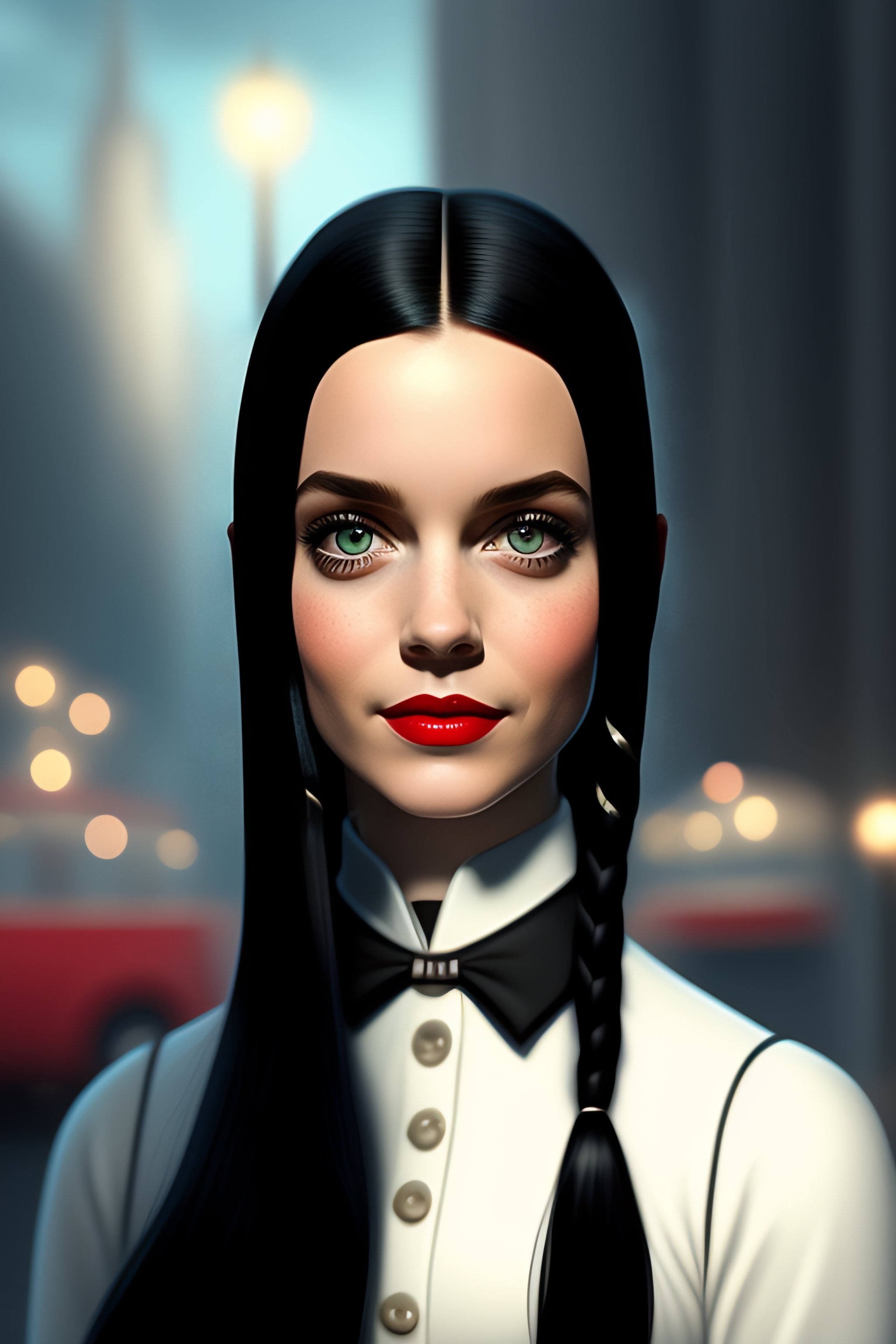 Lexica - Wednesday Addams in a cartoon style
