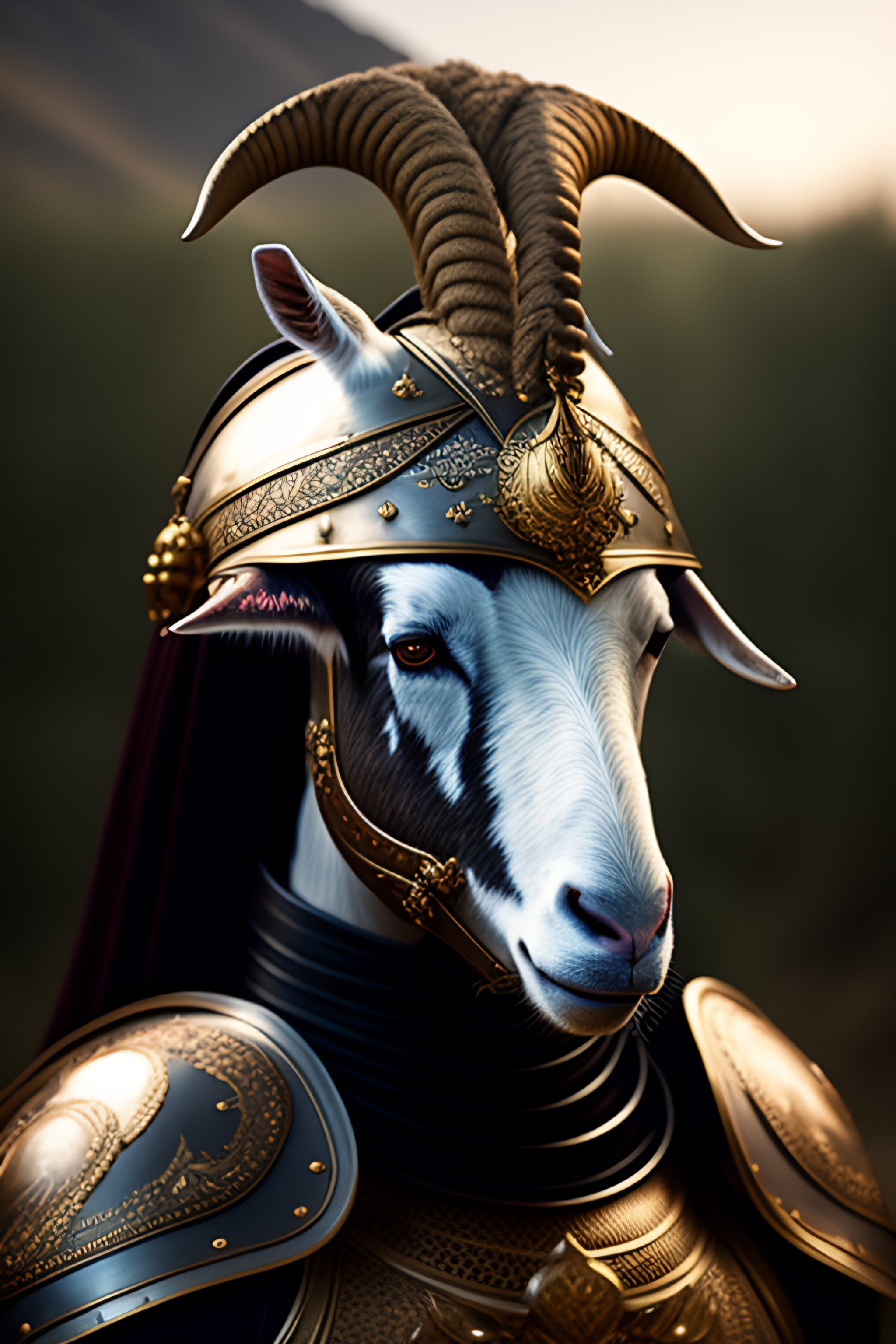 Lexica - A knight in armor with the face of a goat