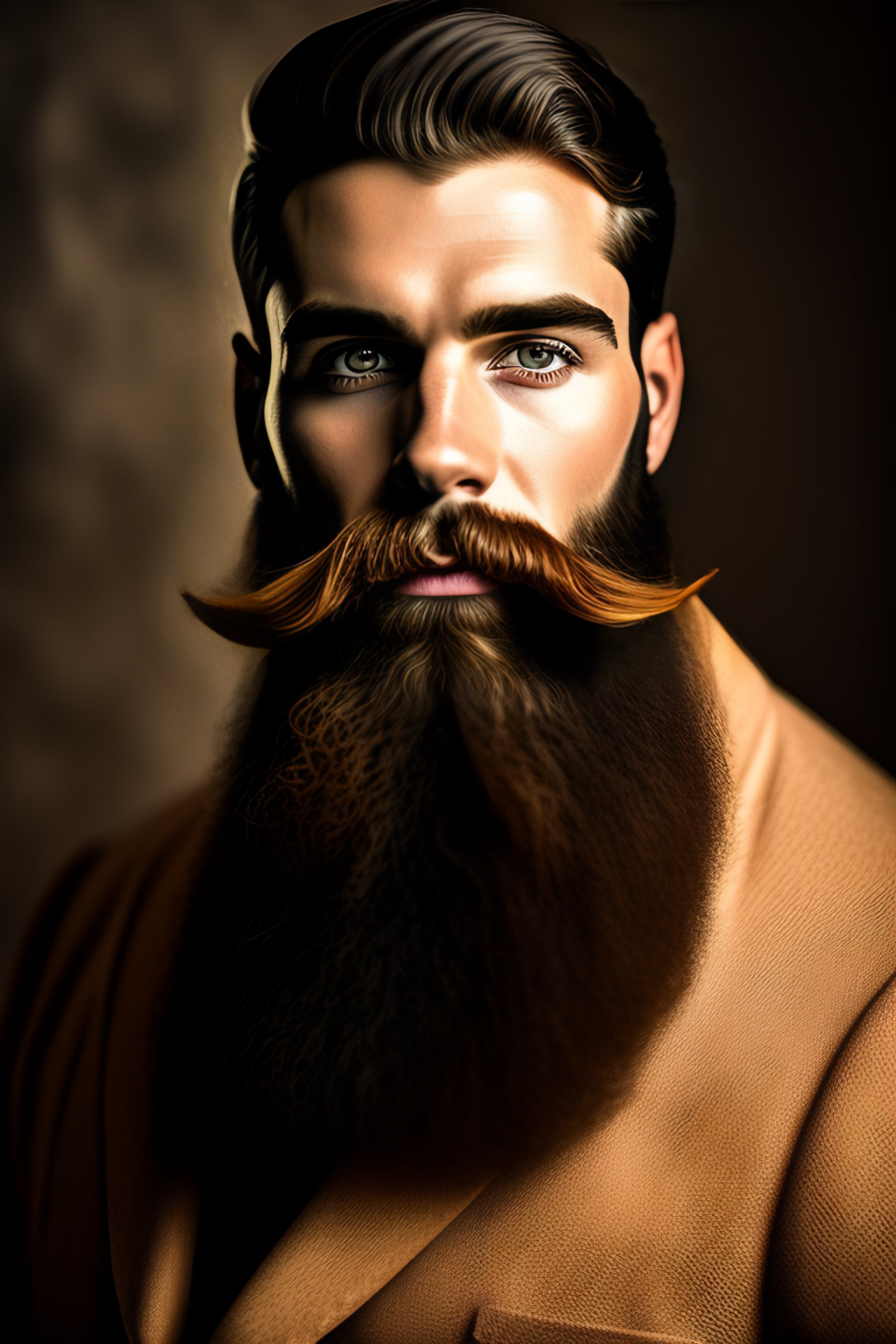 Lexica - Realistic photography of a stern man with beard 1930