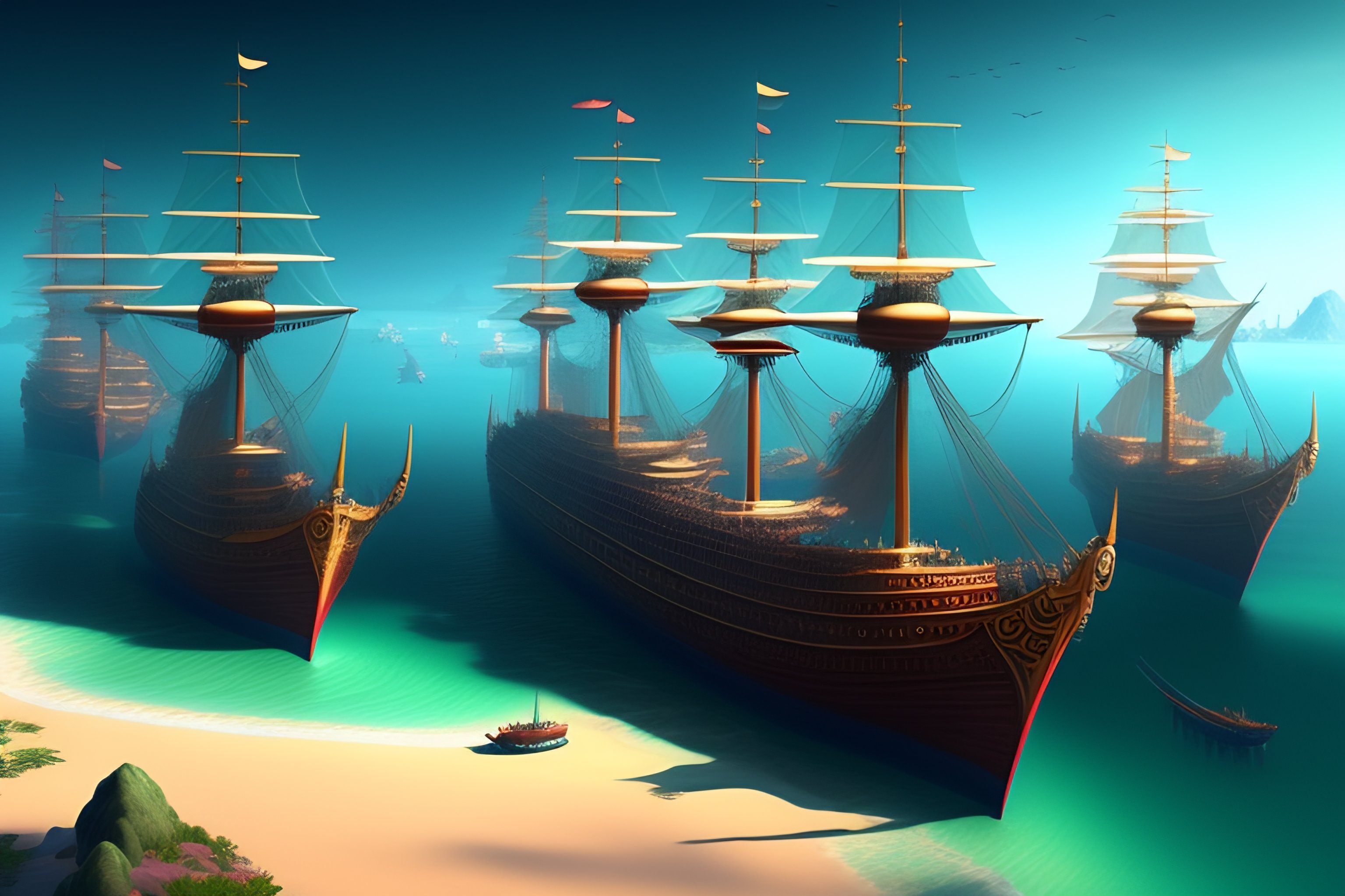Lexica - Fleet of ships in a fantasy world