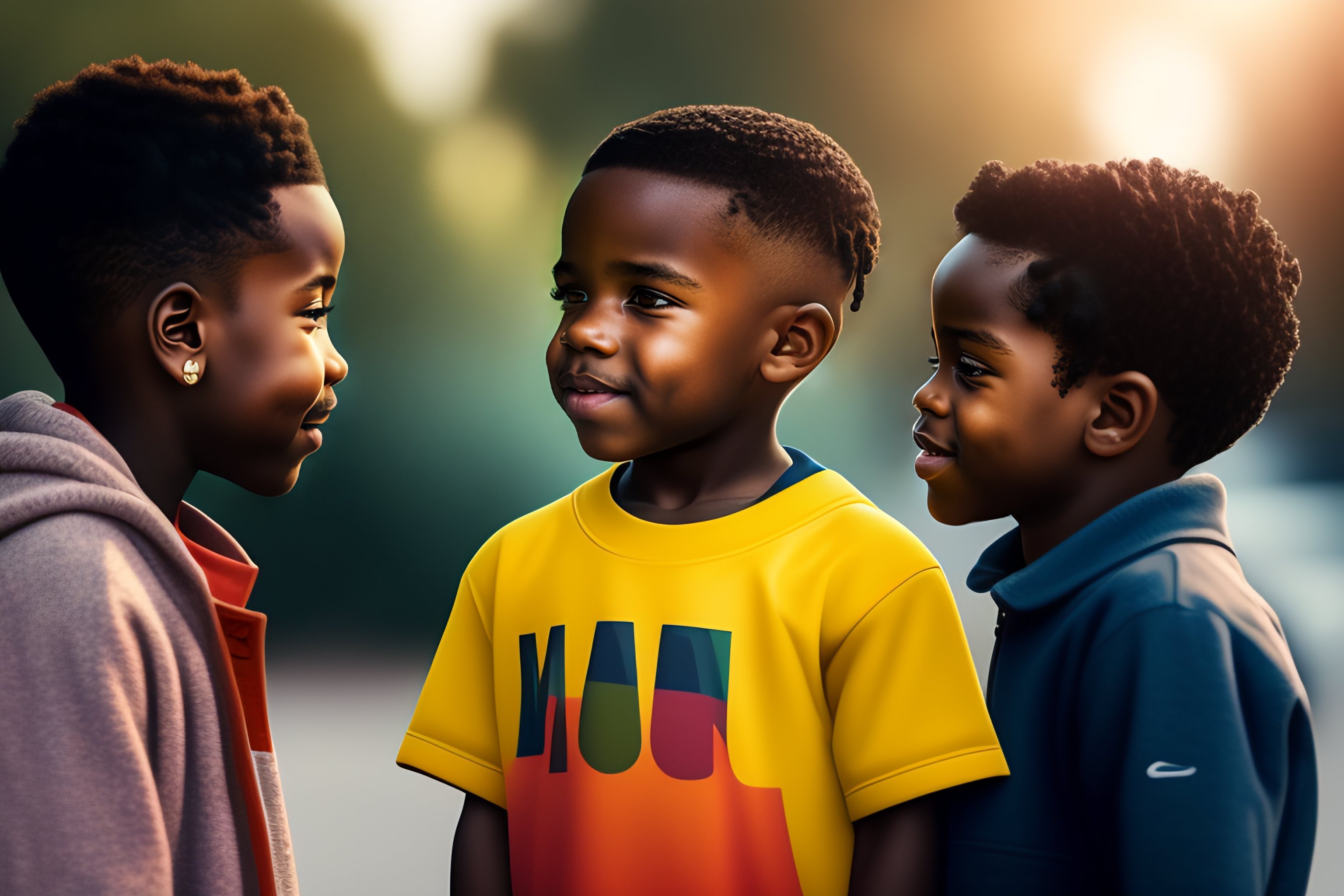 Lexica - Black boy talking to a stranger with kind words