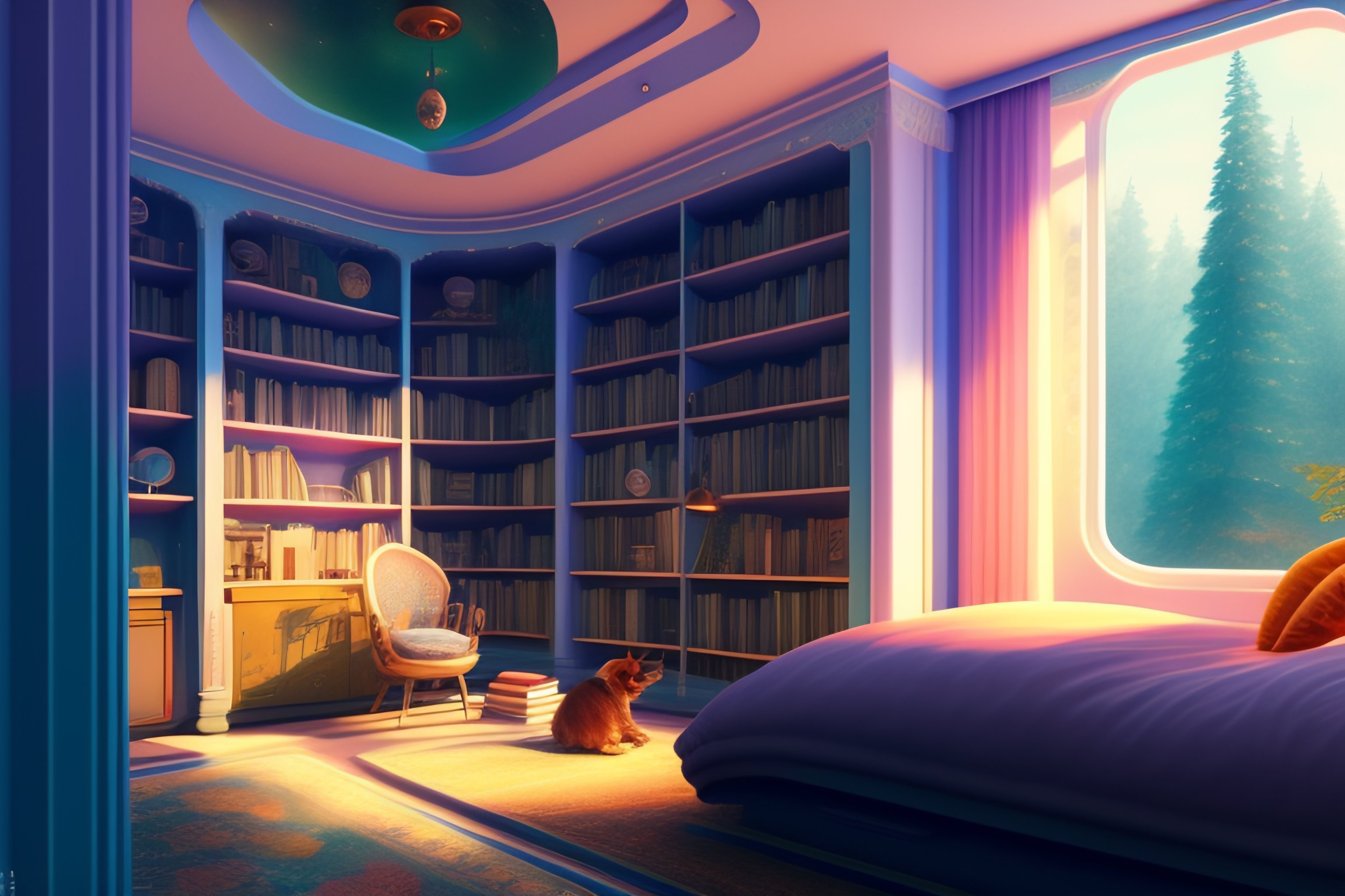 Lexica - Surreal room in the trees, the room is messy and unorganized ...