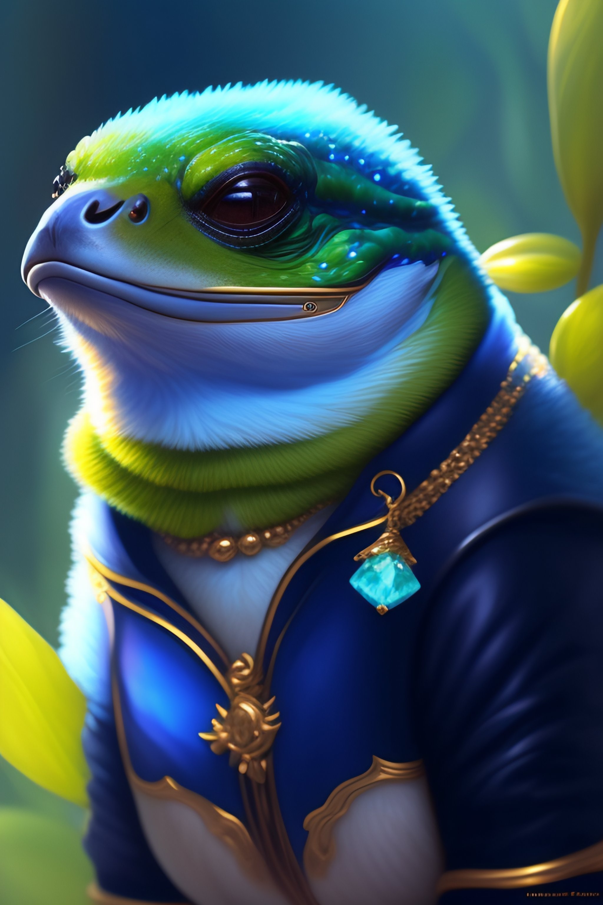Lexica - Super rich happy pepe, luxury, blue crystals, greg rutkowski