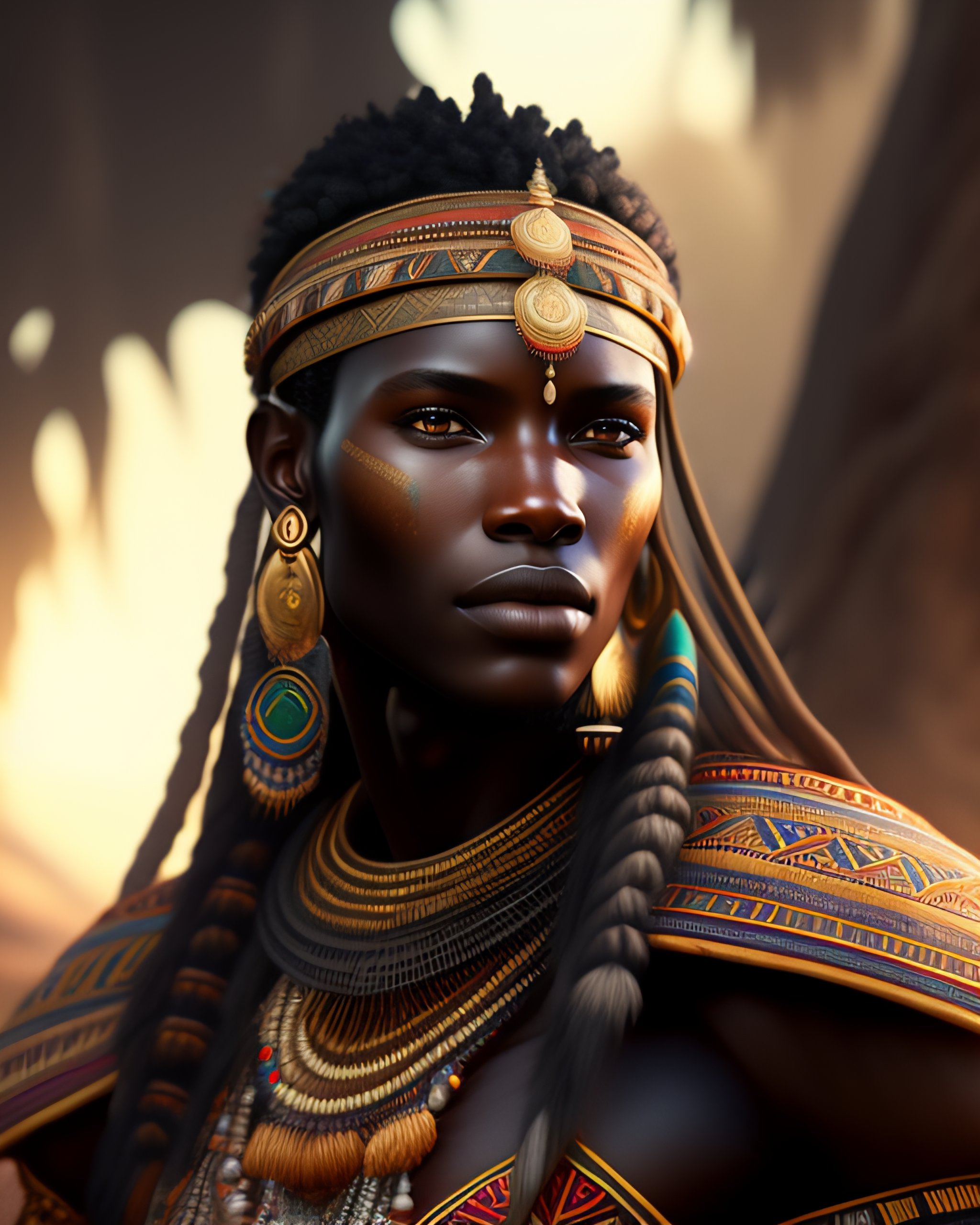Lexica - Highly detailed portrait of a kenyan massai warrior, with ...