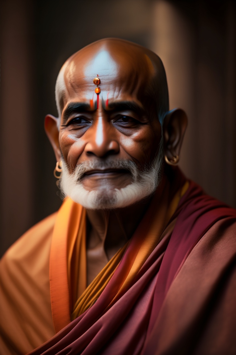 Lexica - An Old Indian monk, cinematic lighting, portrait mode