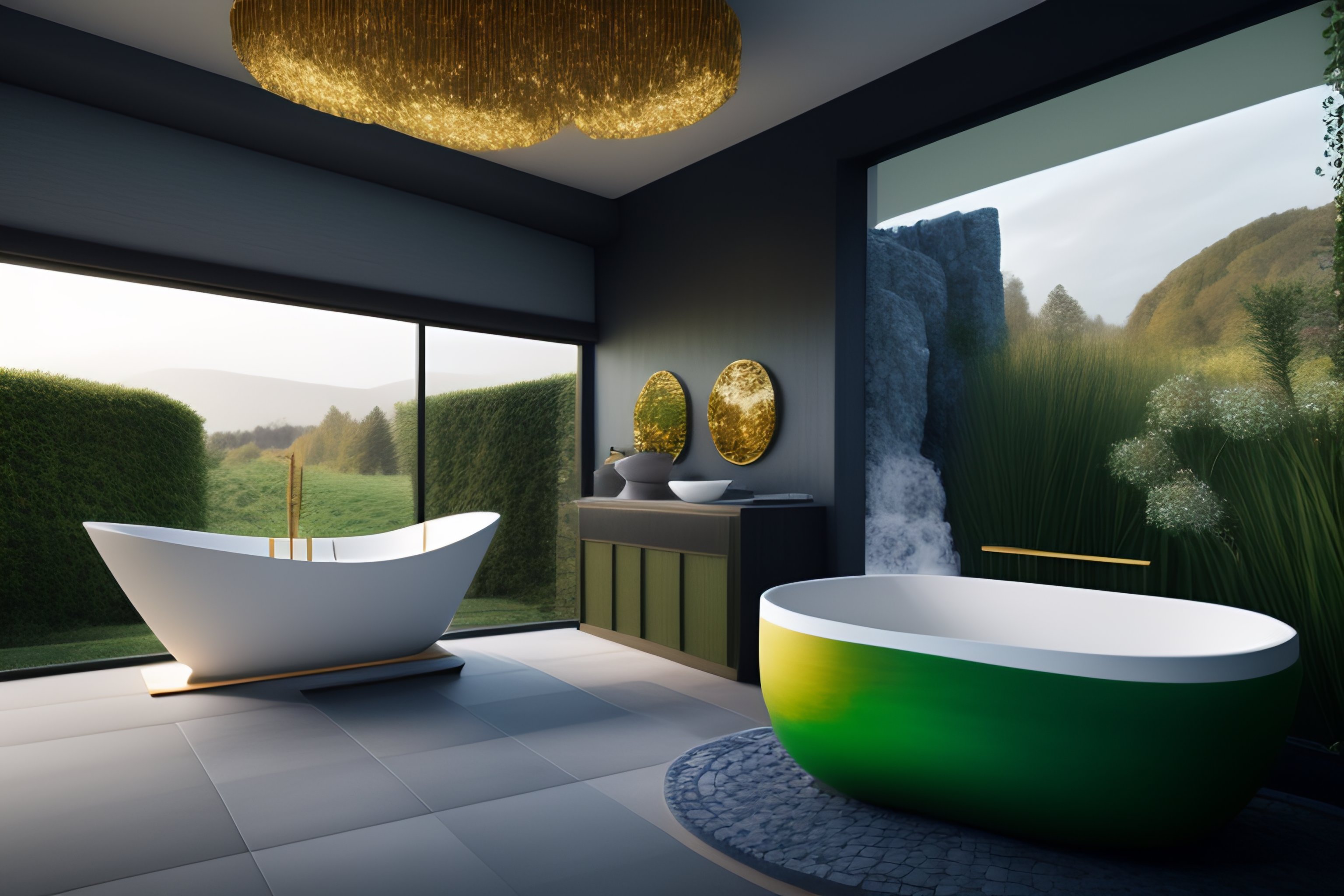 Lexica - Architectural render of an opulent spa drop-in bathtub by the ...
