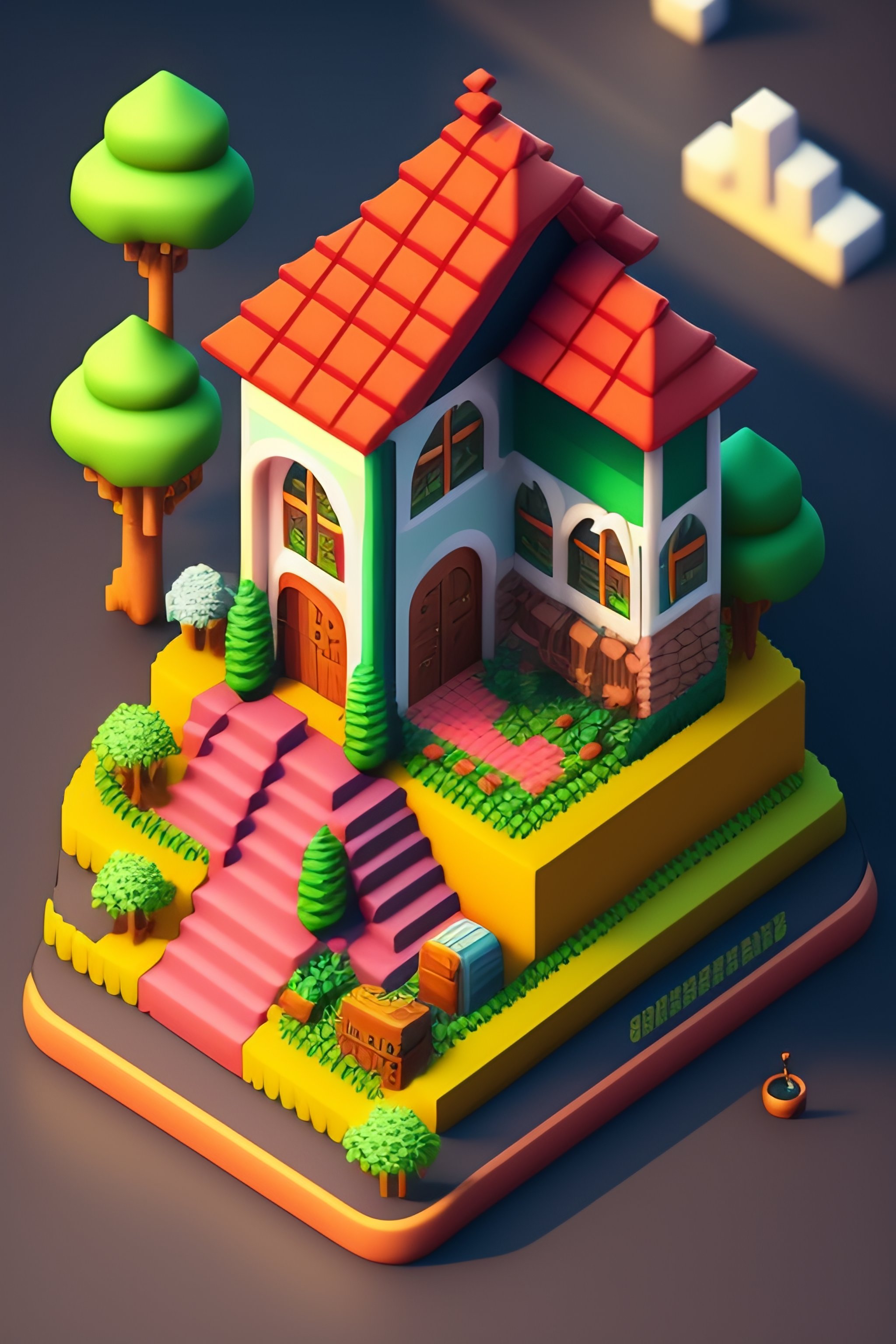 Lexica - Detailed isometric real estate, pixel art, c4d, full focus, isolated background