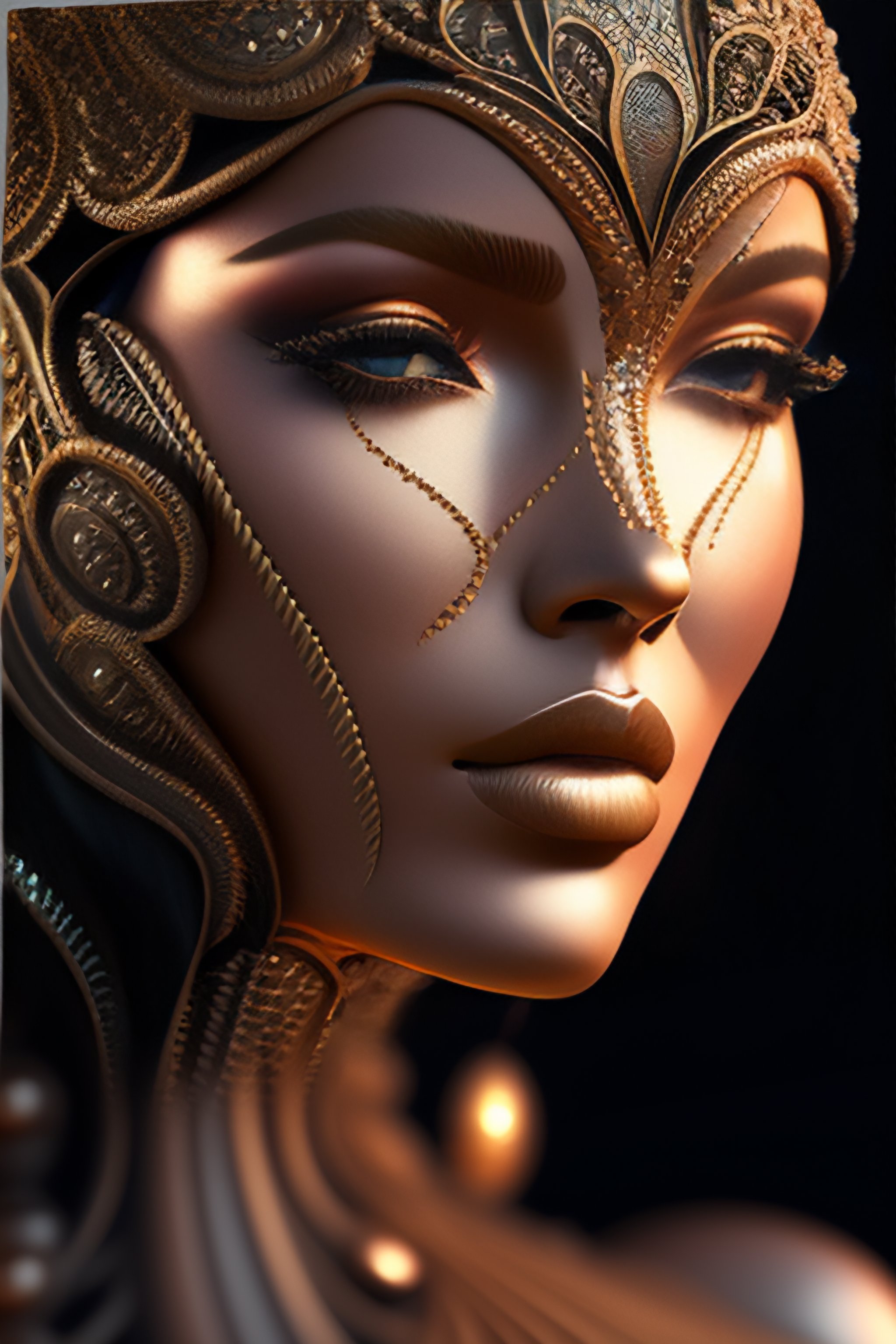 Lexica - Face coming out of a wall complex 3d render ultra detailed of ...