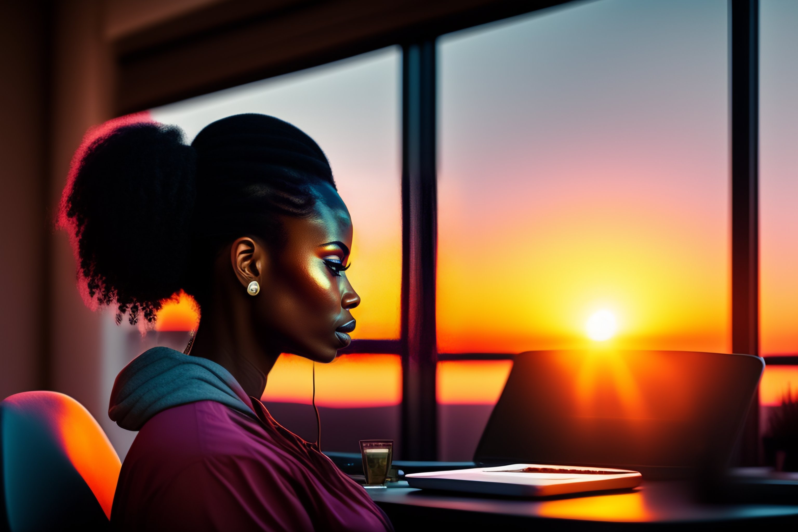 Lexica - African female software developer. Coding on her laptop ...