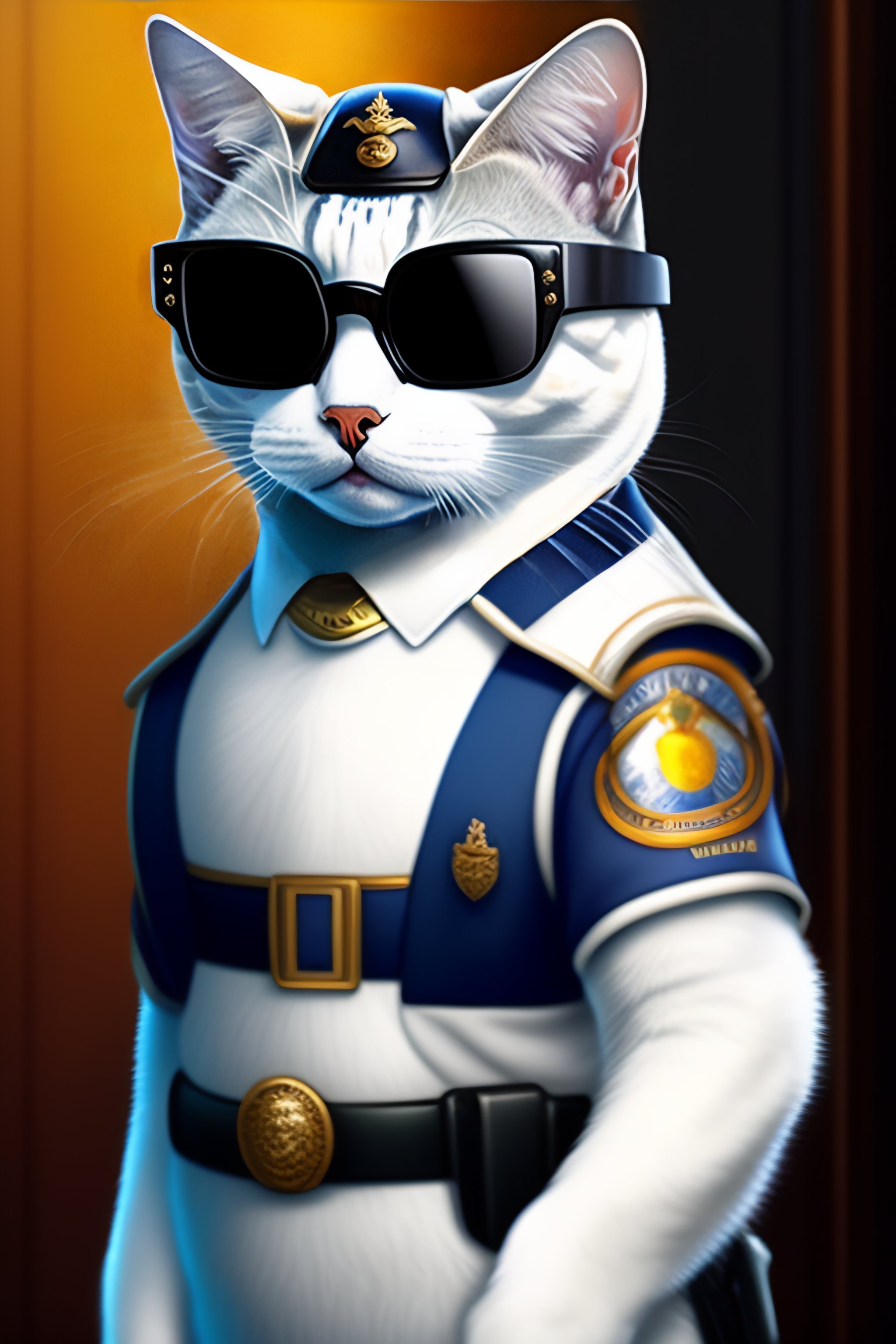 Lexica - An anthropomorphic spectacled white and gray cat in a ...