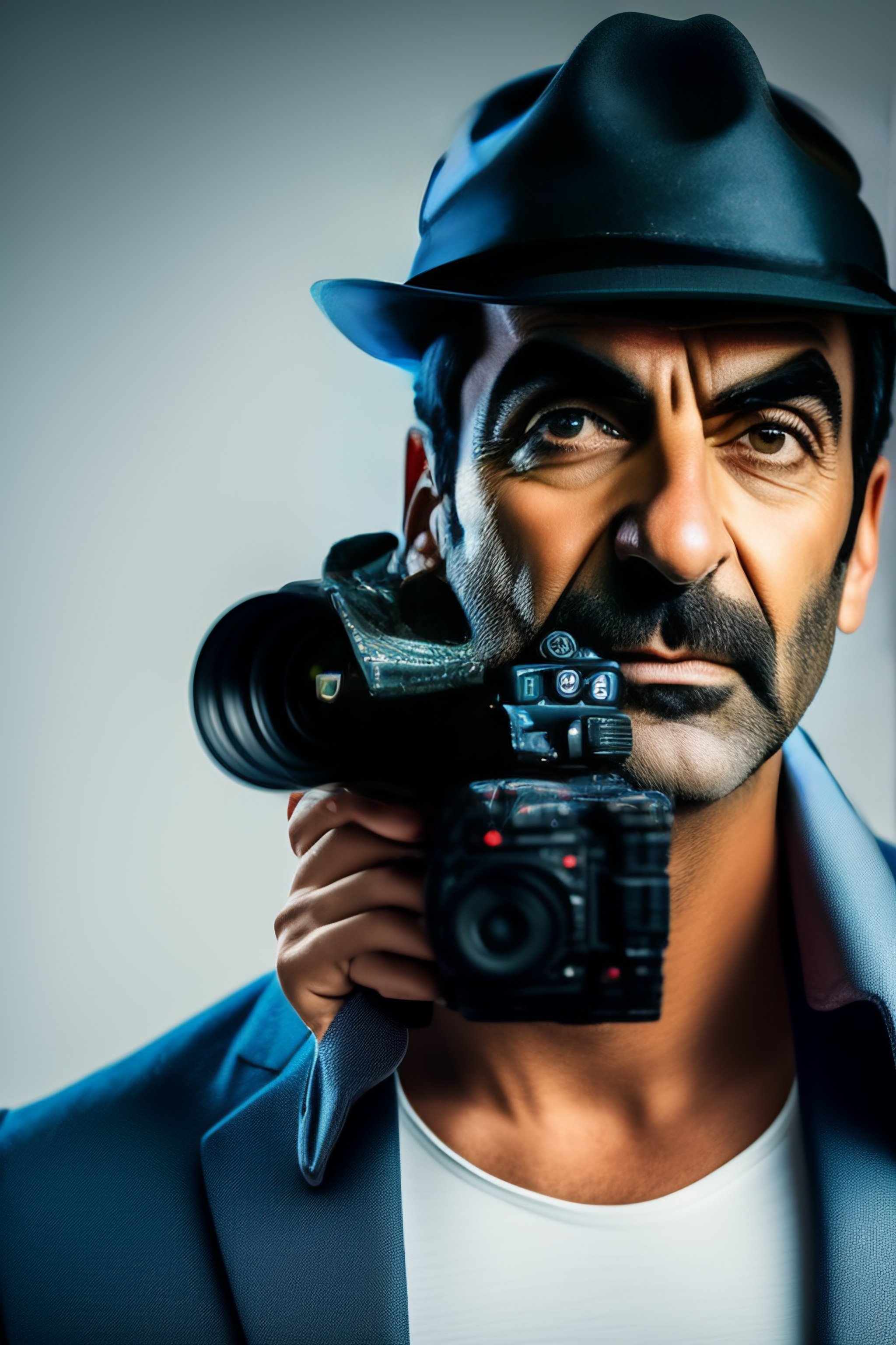 Lexica - Create an image of a cameraman standing behind a video camera ...