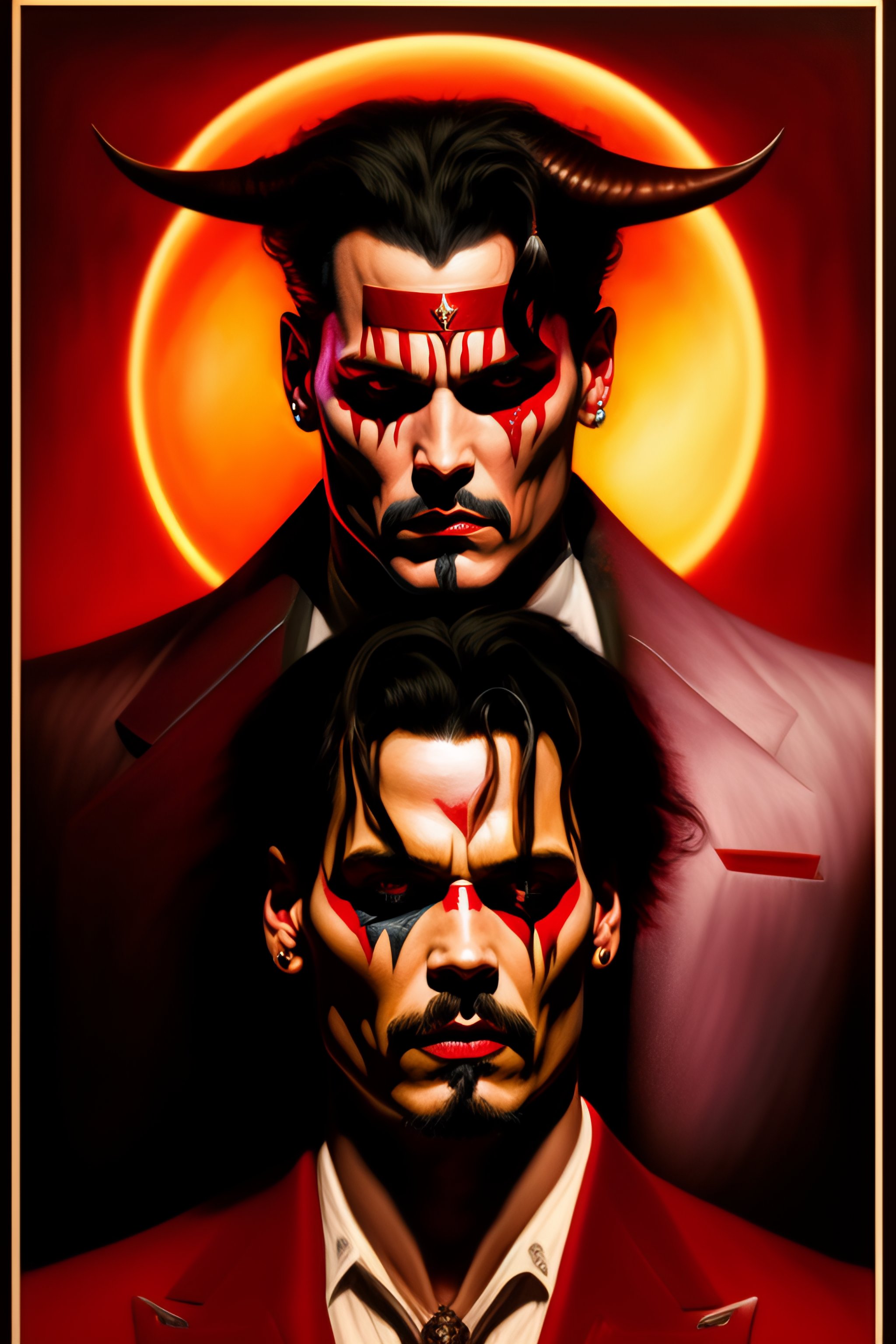 Lexica - Demonic johnny depp with red horns, painting in the style of ...