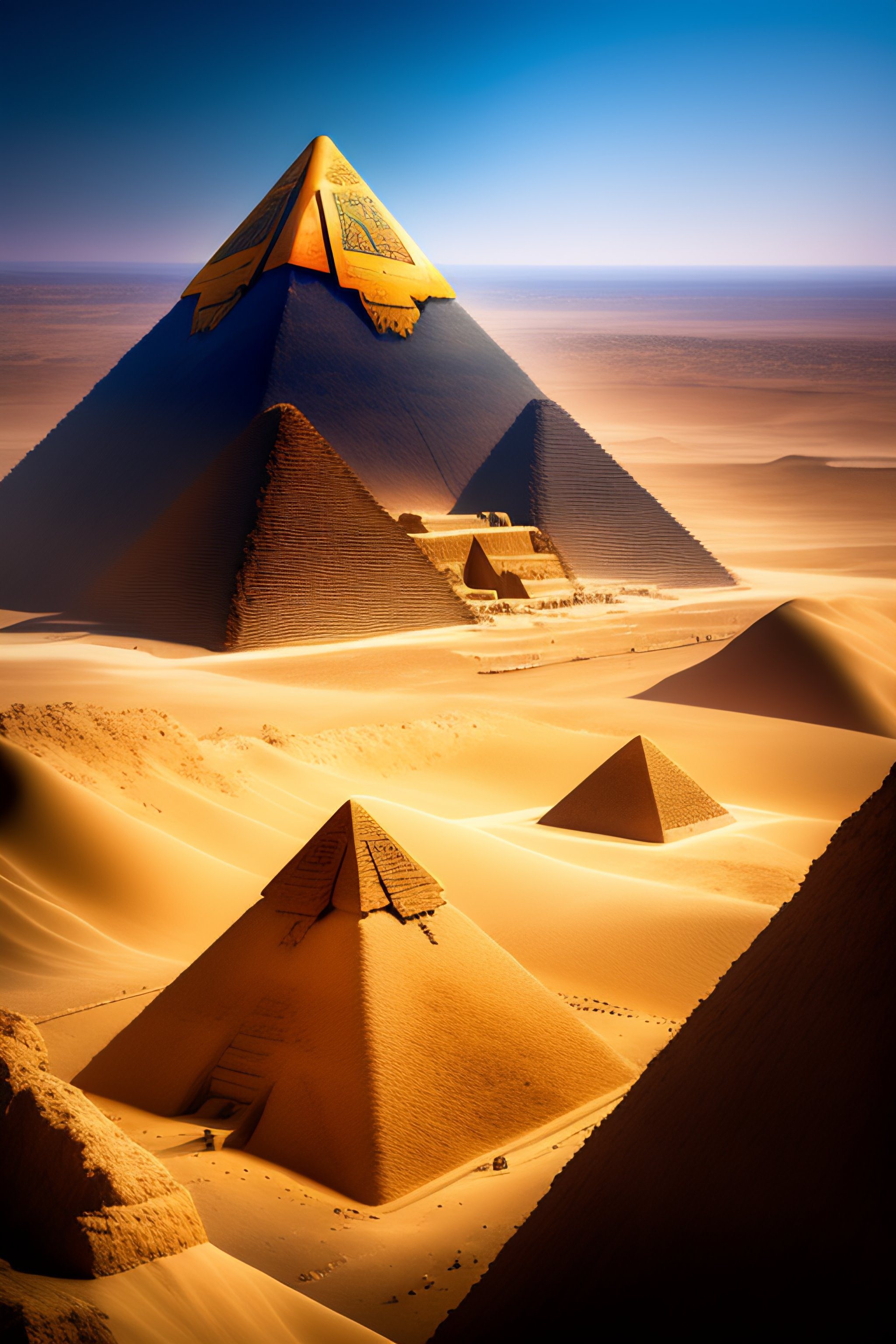 Lexica - Cinematic photo of Khufu, Khafre, and Menkaure the pyramids of ...