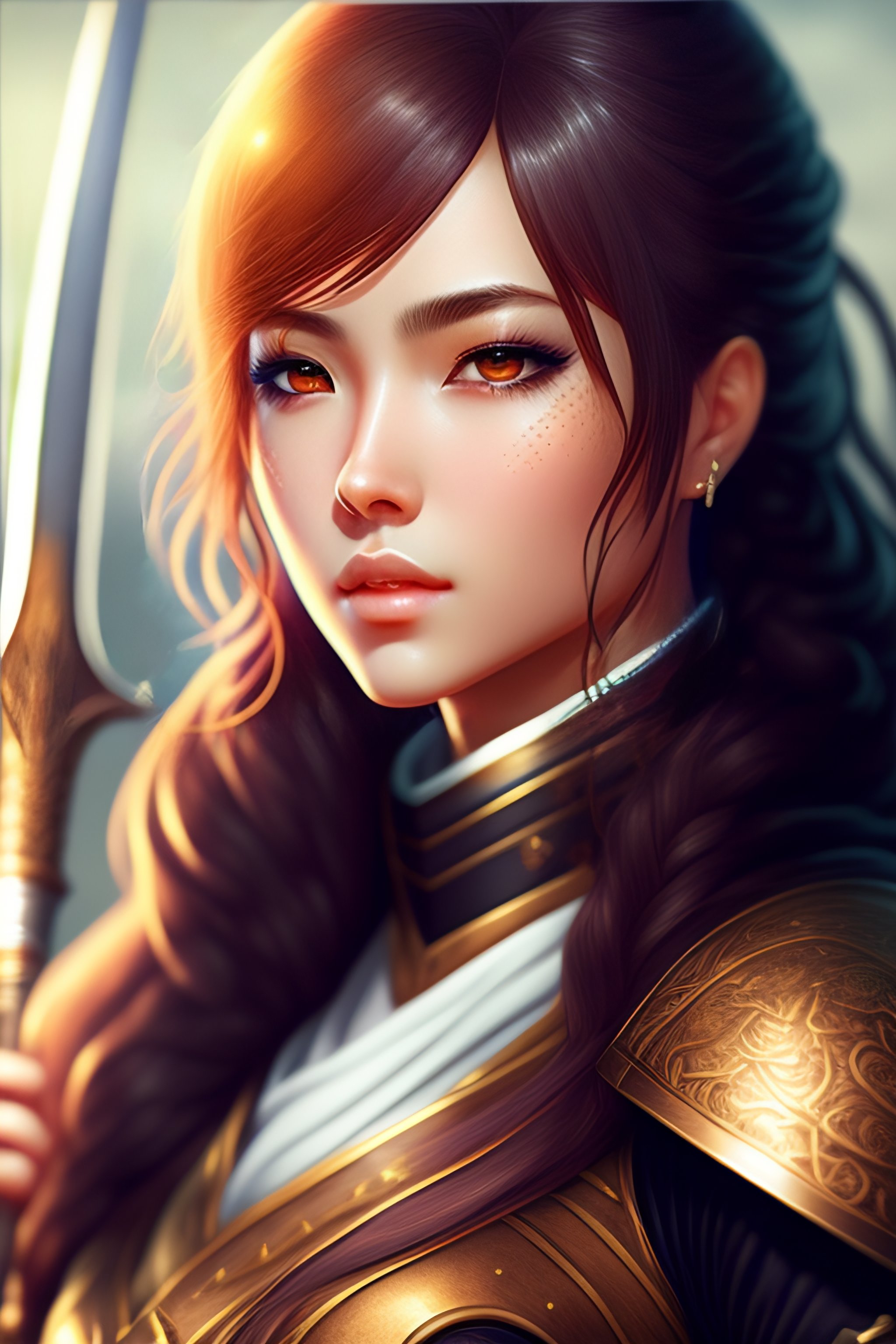 Lexica - A girl holding a sword, semi-realistic anime style, intricate ...