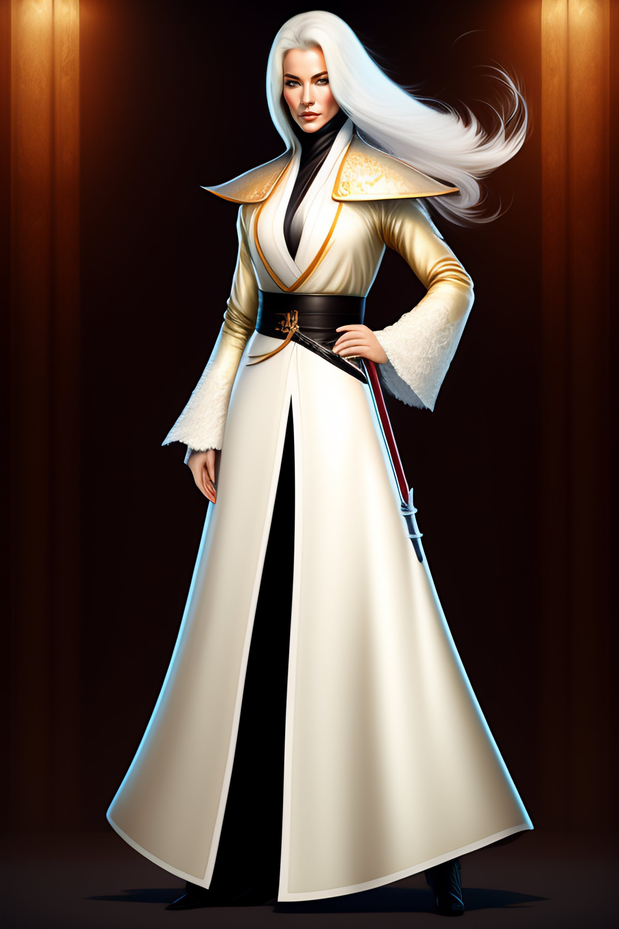 Lexica - Full body portrait of aristocratic female swordsman, long ...